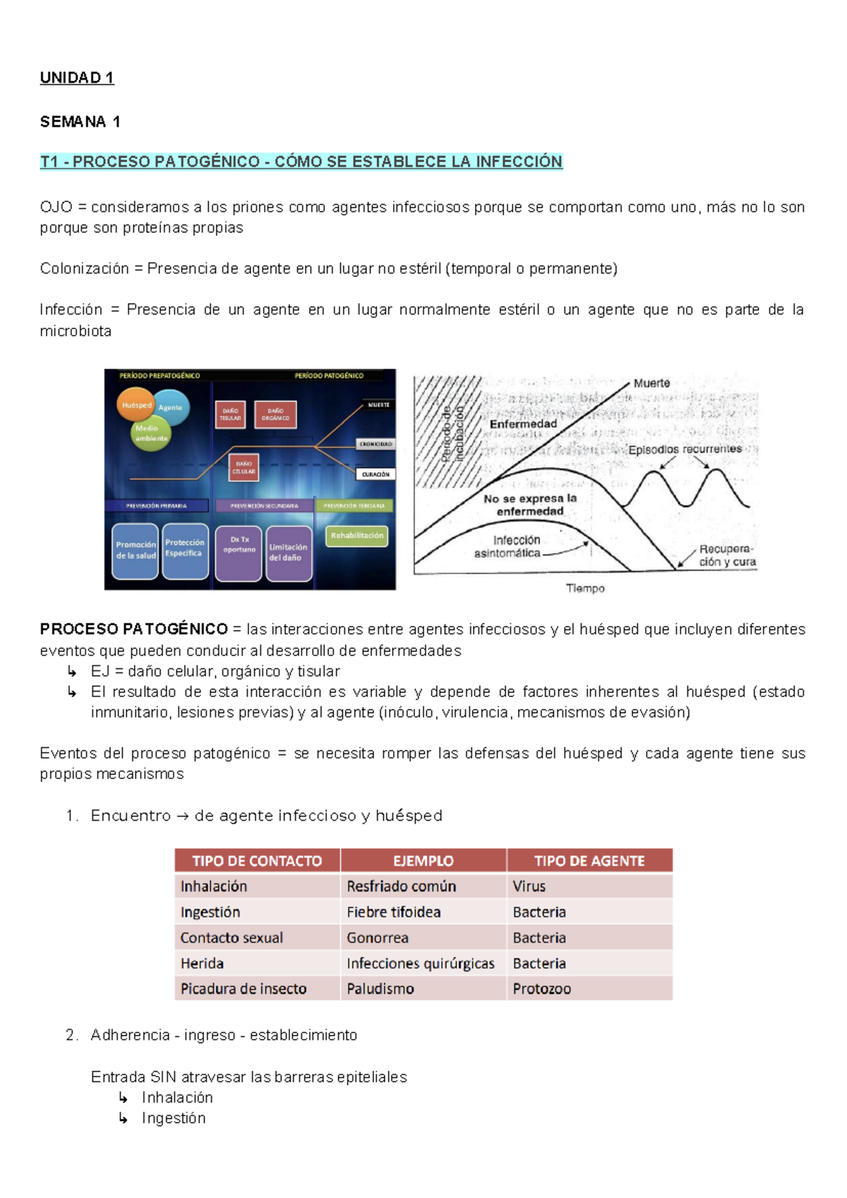 apuntes de INI - UNIDAD 1 SEMANA 1 T1 - PROCESO PATOGÉNICO - CÓMO SE ...