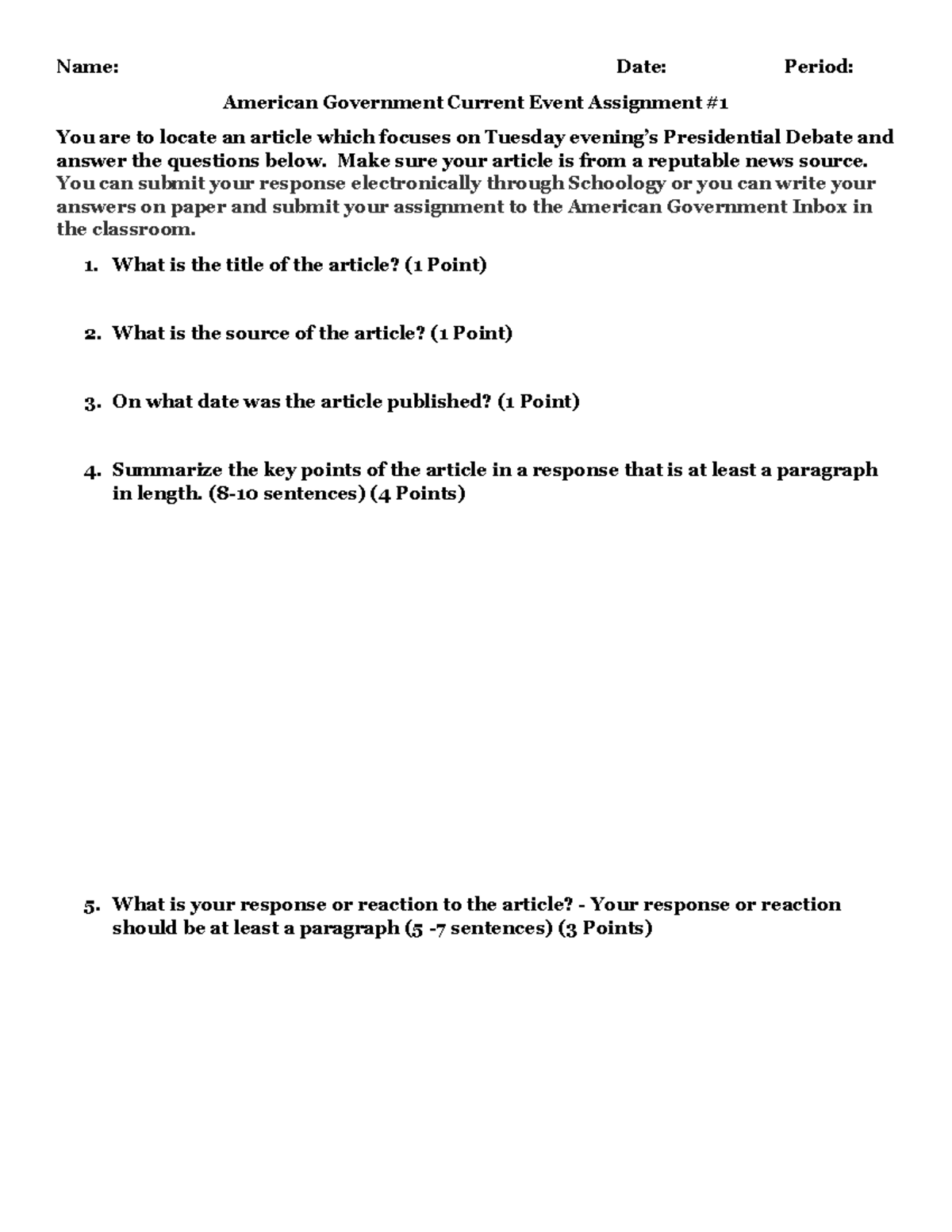American Government Current Event Assignment 1 - Presidential Debate ...