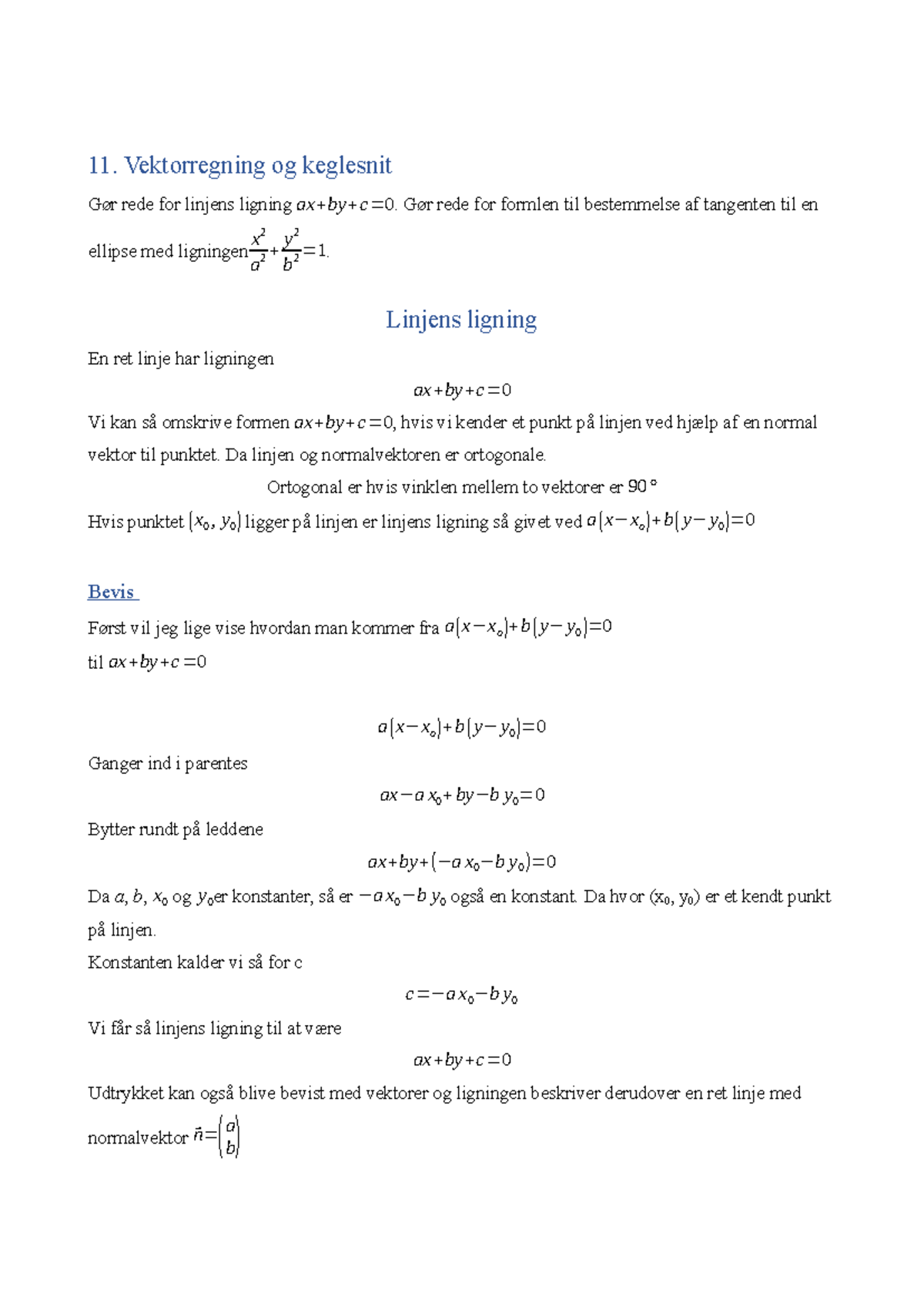 11. Vektorregning og keglesnit - 11. Vektorregning og keglesnit Gør ...