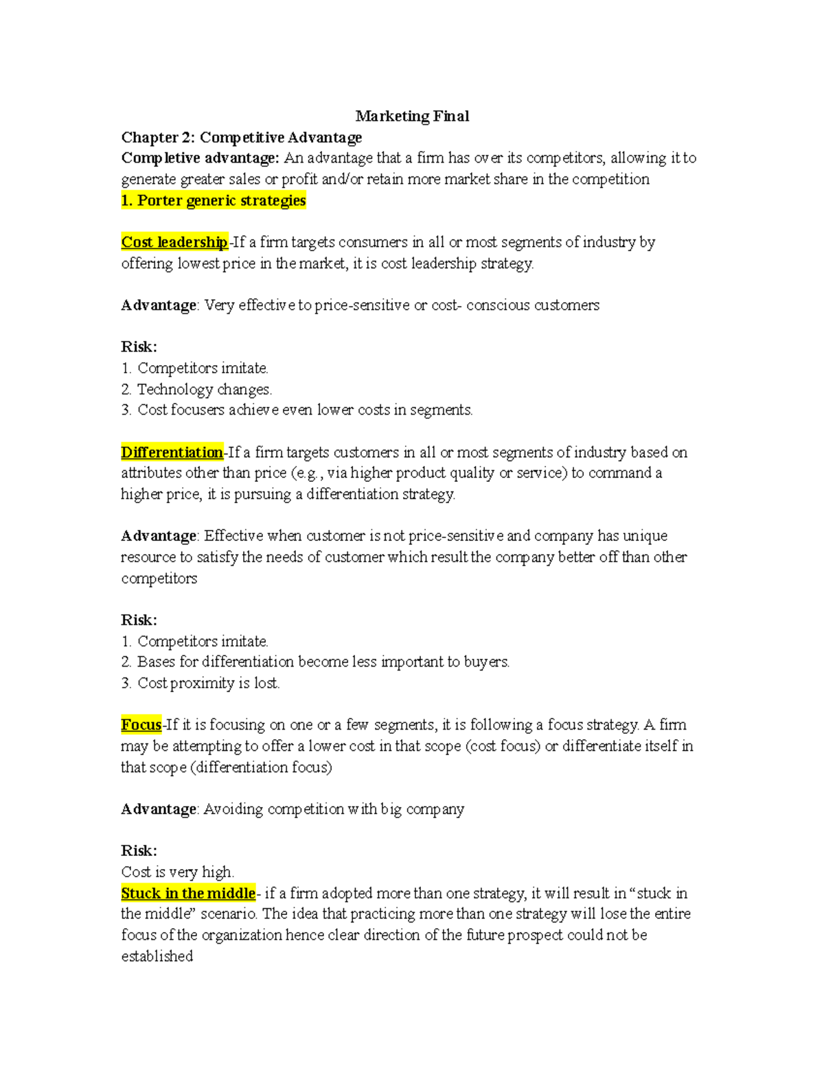 Marketing Final - Lecture notes 1-16 - Marketing Final Chapter 2 ...