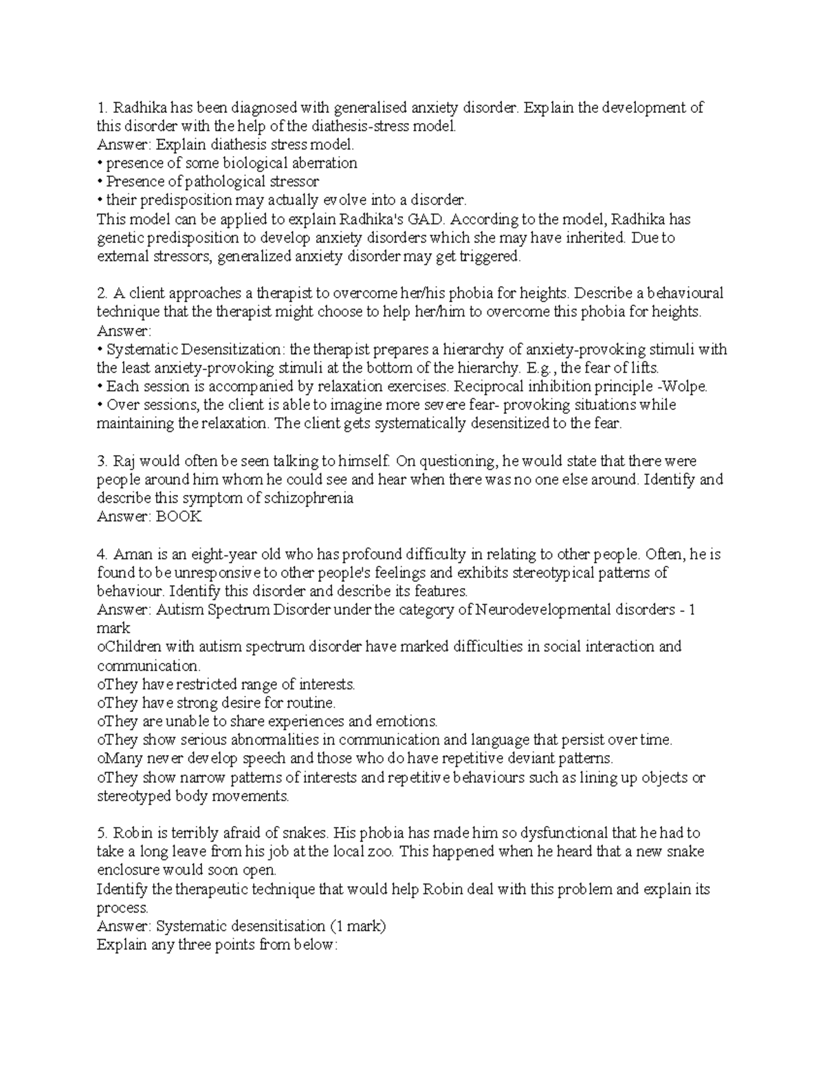 Case Study 1 - sdf - Radhika has been diagnosed with generalised anxiety disorder. Explain the ...