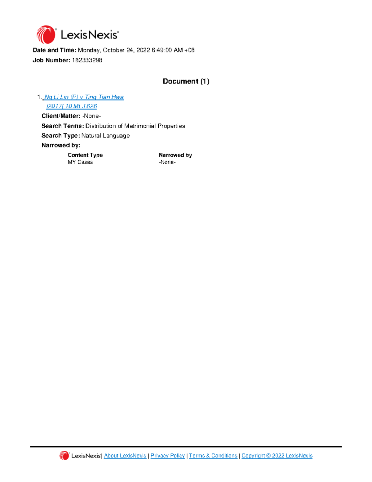 Ng Li Lin (P) v Ting Tian Hwa - | About LexisNexis | Privacy Policy ...