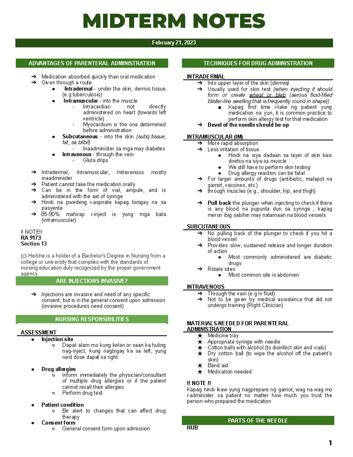 Funda RLE [ Complete] - MIDTERM NOTES February 21, 2023 ADVANTAGES OF ...