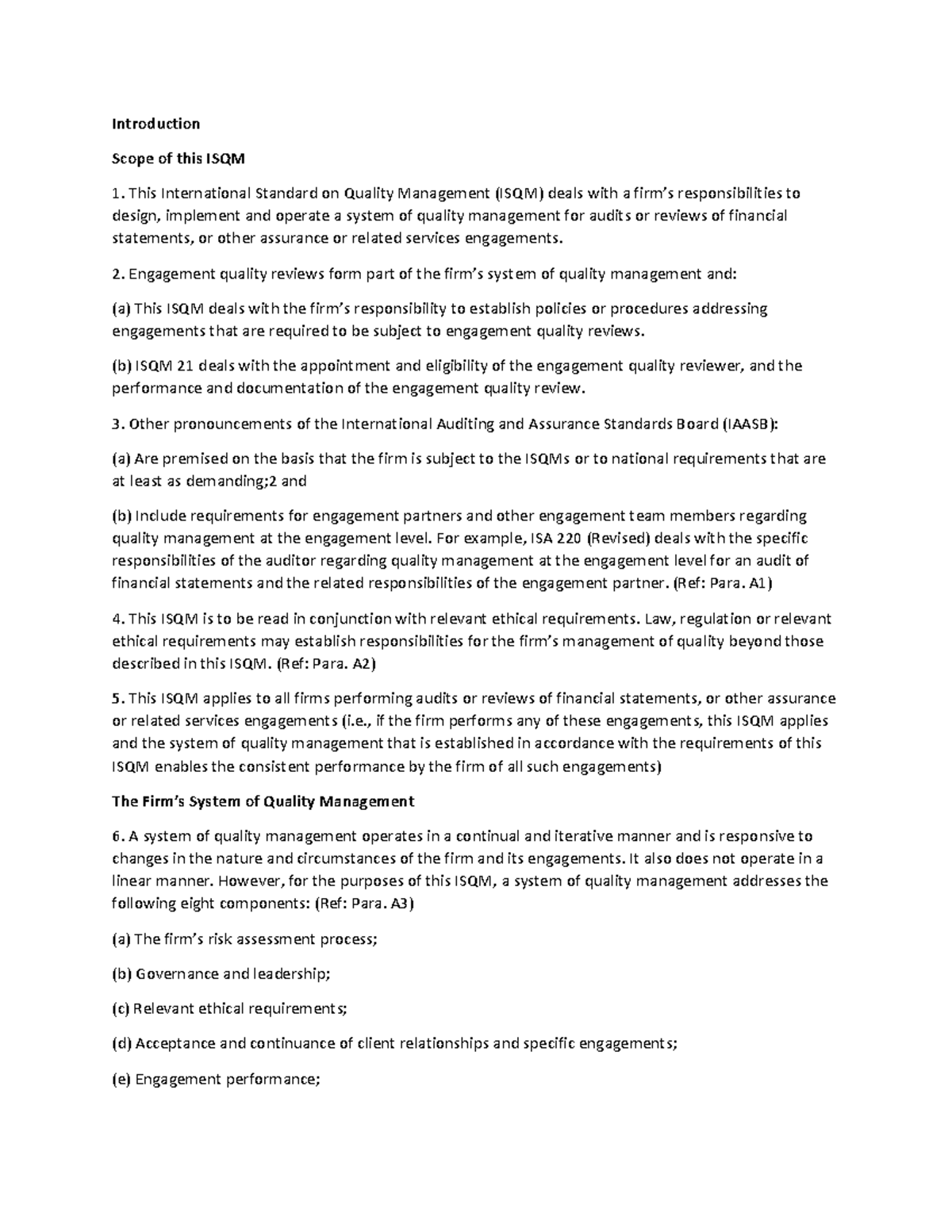 PSQM - handout - Introduction Scope of this ISQM This International ...
