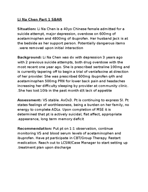 David Carter SBAR - SBAR - David Carter SBAR Situation: David Carter ...