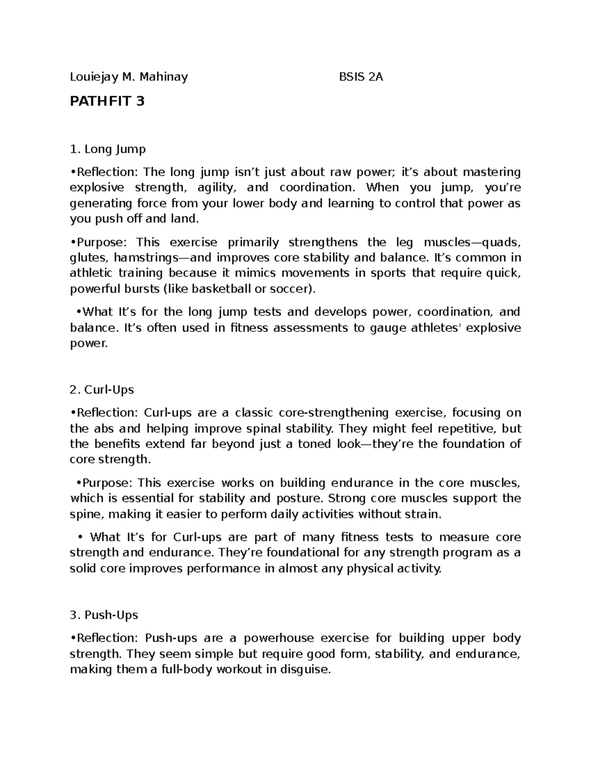 PE3 - Pathfit 3 - Louiejay M. Mahinay BSIS 2A PATHFIT 3 Long Jump ...