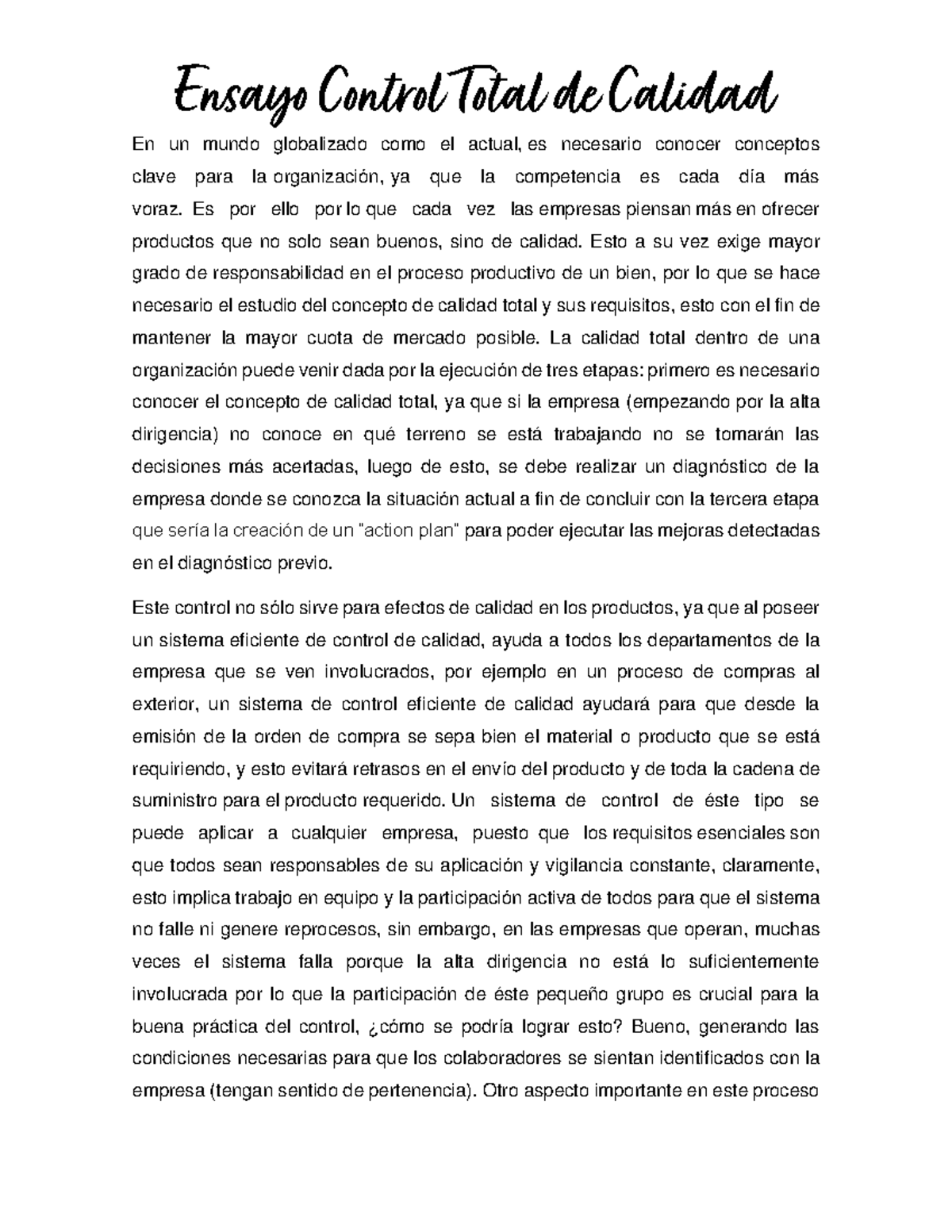 Ensayo Control Total DE LA Calidad CRUZ Sandra z S2001 0094 - Ensayo Control Total de Calidad En ...