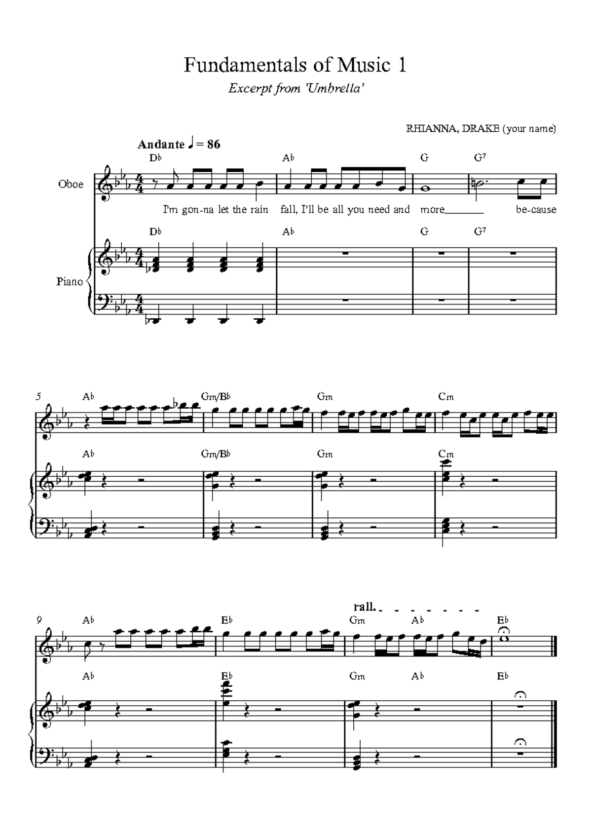 Umbrella Task Sibelius First-1 - { { { Oboe Piano D ̈ I'm gon - nalet ...