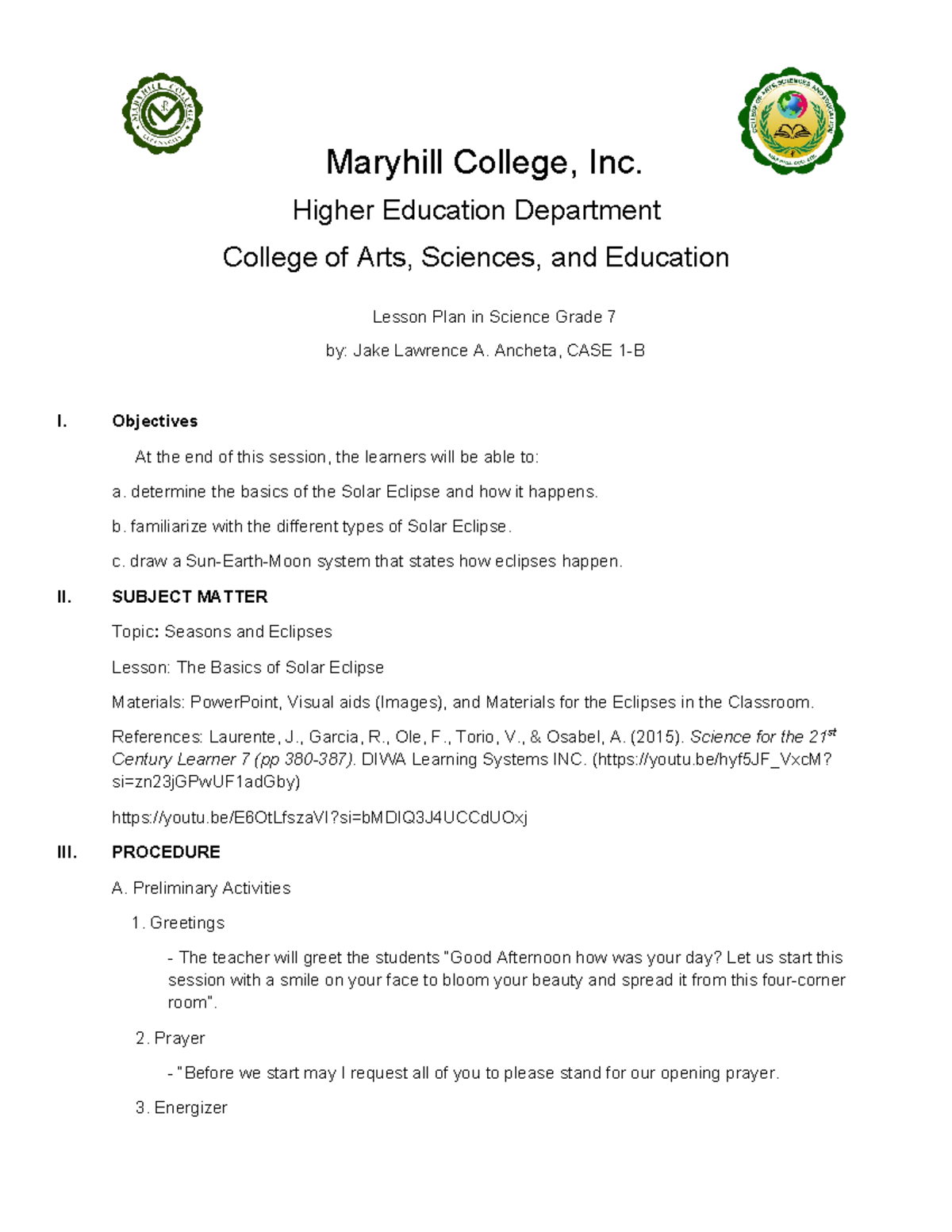 Jake-Lawrence-Ancheta-semi-detailed-lesson-plan Tapos NA TO - Maryhill ...