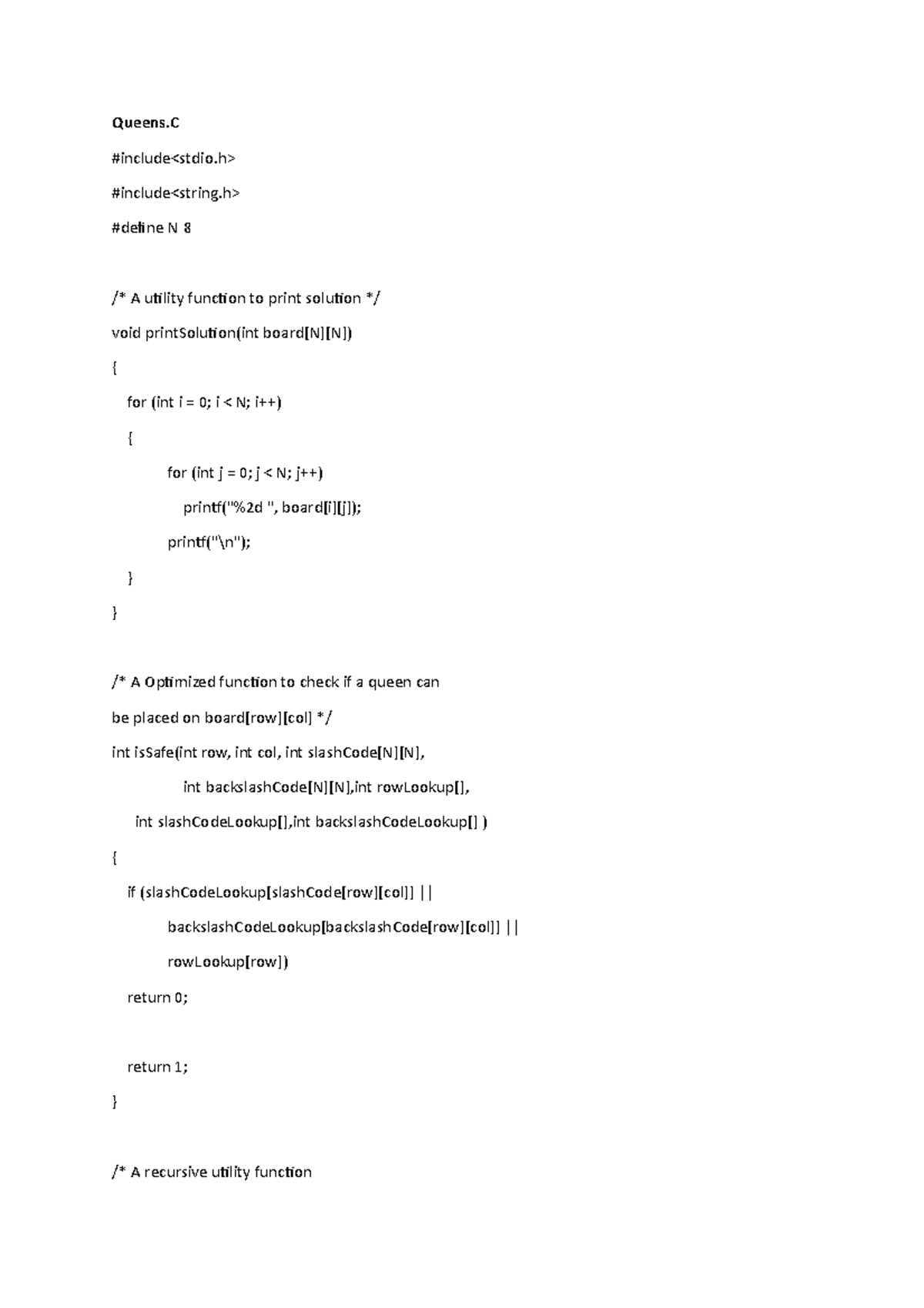 Pratical 4 Queens - Year 2021-22 - Queens #include #include #define N 8 /* A utility function to ...