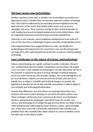 Introduction of Law - Law, Science, and Technology Notes - Introduction ...