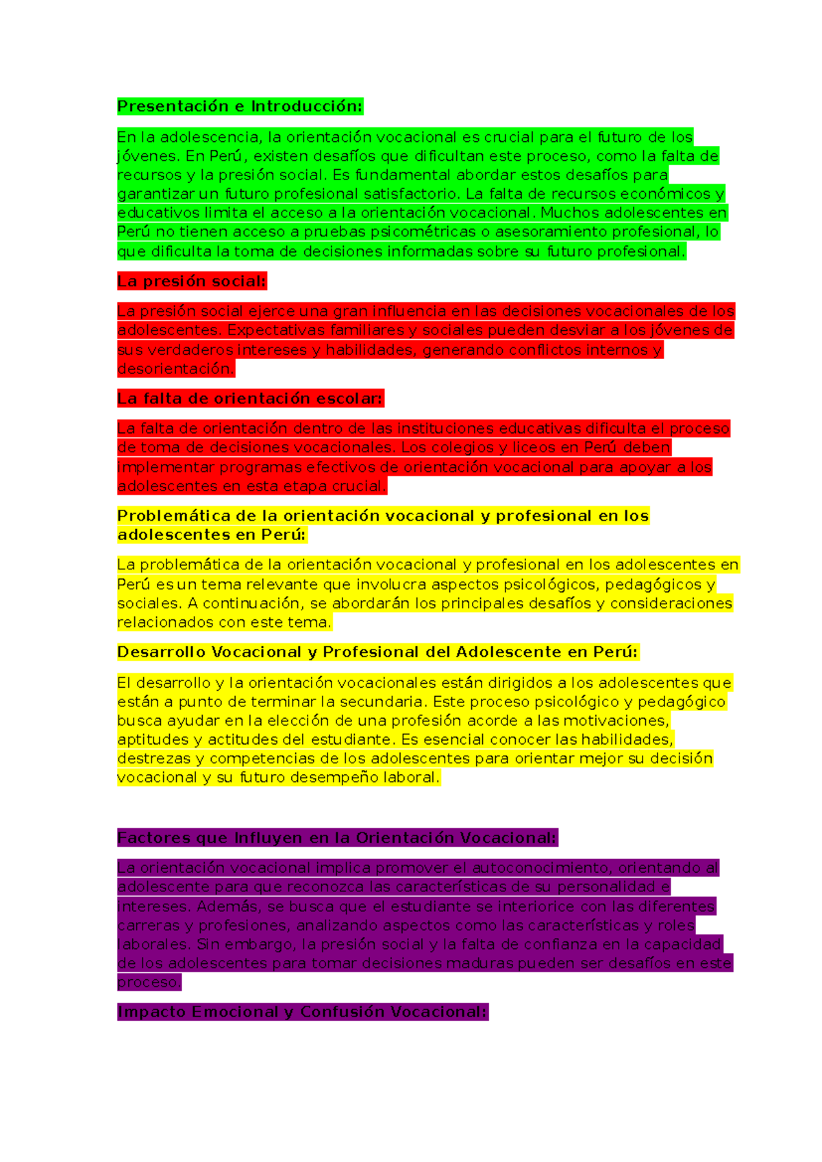 EXPO DE Psico 2 - Presentación e Introducción: En la adolescencia, la orientación vocacional es ...