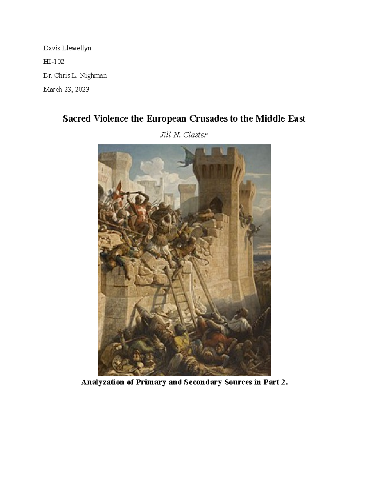 Clasters Novel Paper 2 - brief notes - Davis Llewellyn HI- Dr. Chris L ...