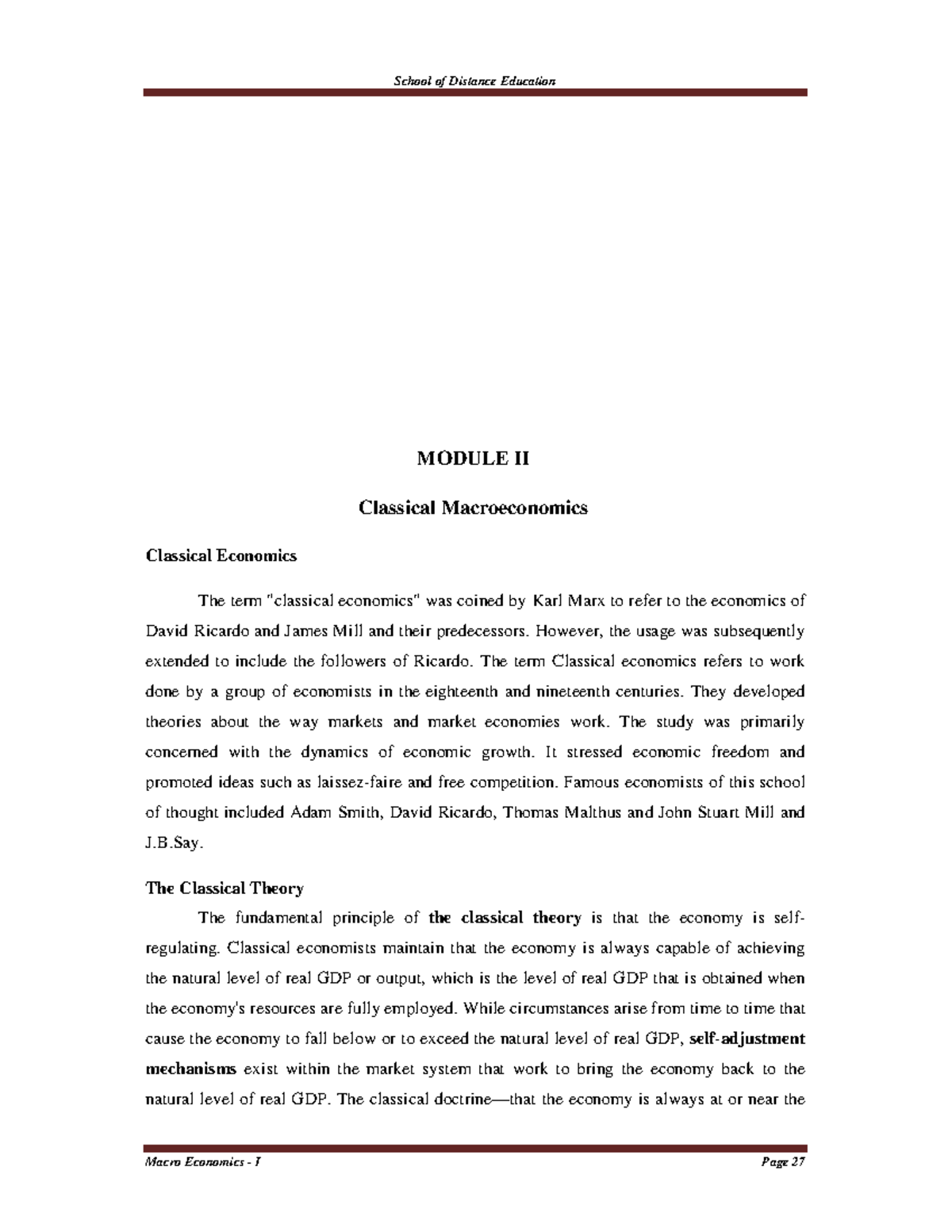 Macro economics second sem part2 - MODULE II Classical Macroeconomics ...