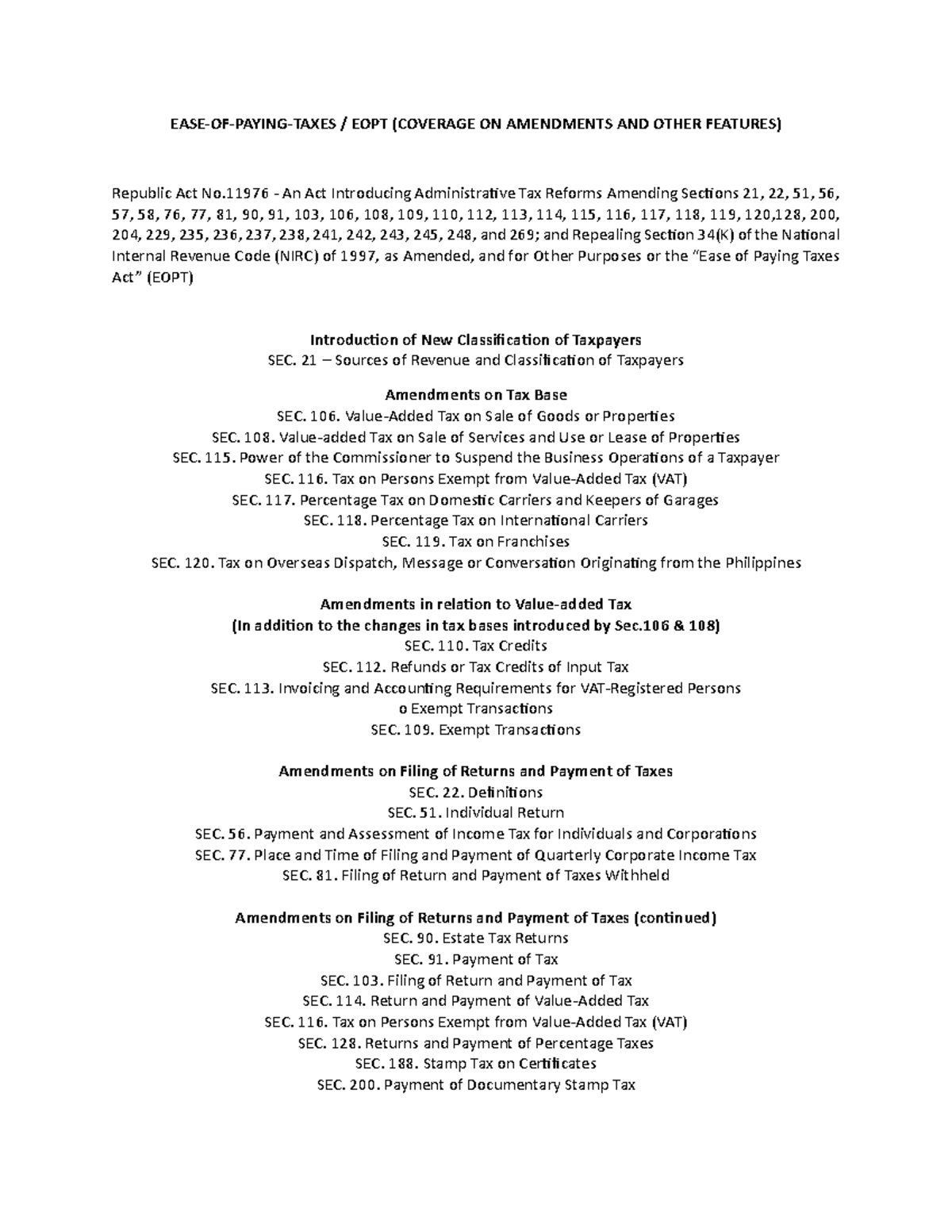 Ease of Paying Taxes - EASE-OF-PAYING-TAXES / EOPT (COVERAGE ON ...