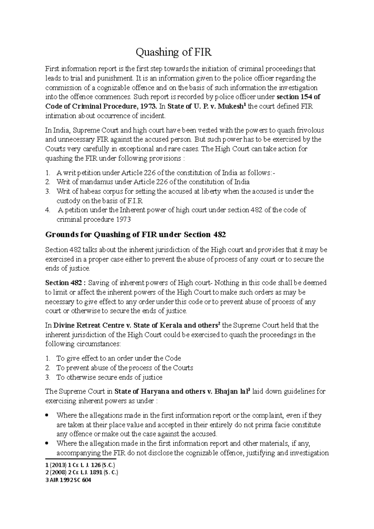 Quashing Petition cannot be filed by an agent - Quashing of FIR First ...