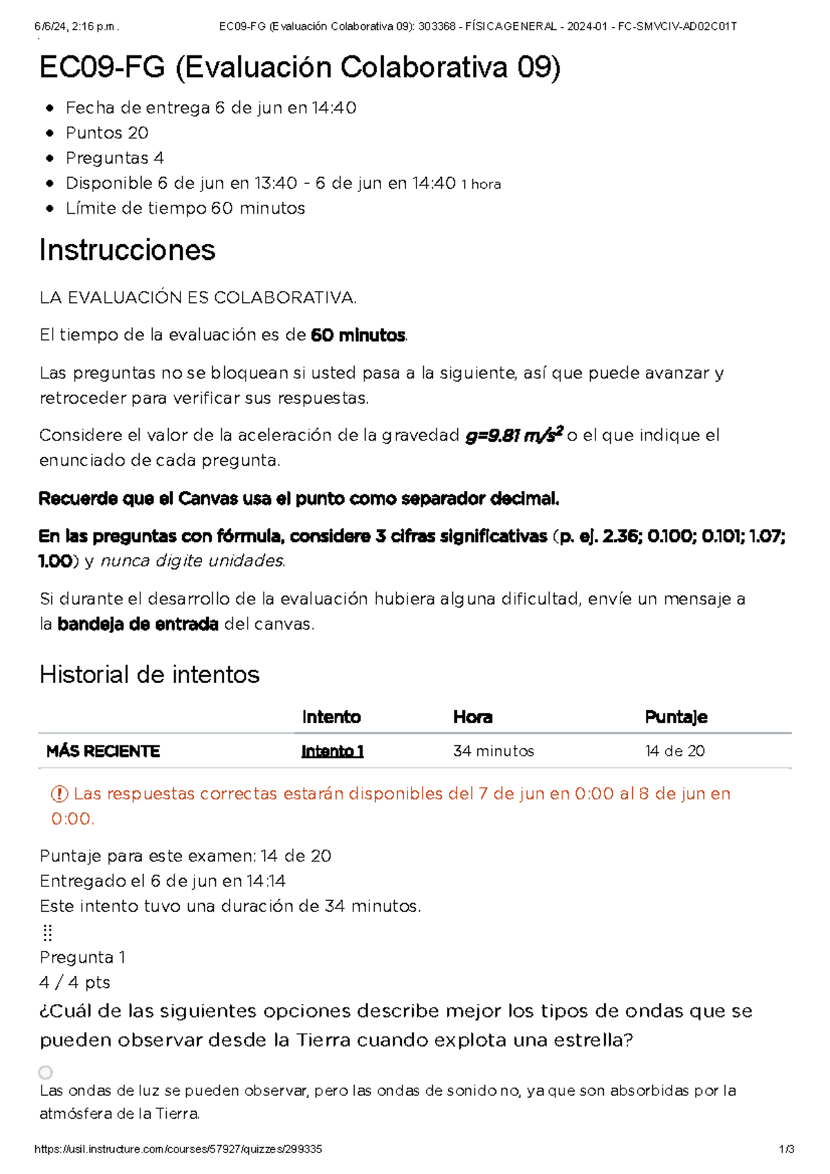 EC09-FG (Evaluación Colaborativa 09) 303368 - Física General - 2024-01 ...