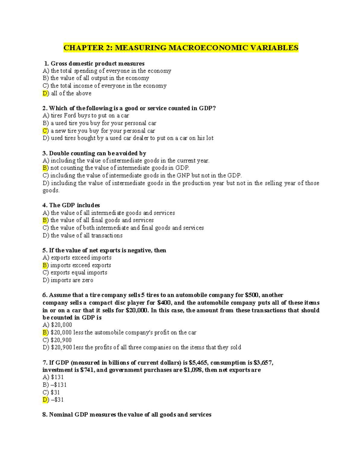 Assignment-1 Principles-of-Macroeconomics - CHAPTER 2: MEASURING MACROECONOMIC VARIABLES Gross ...