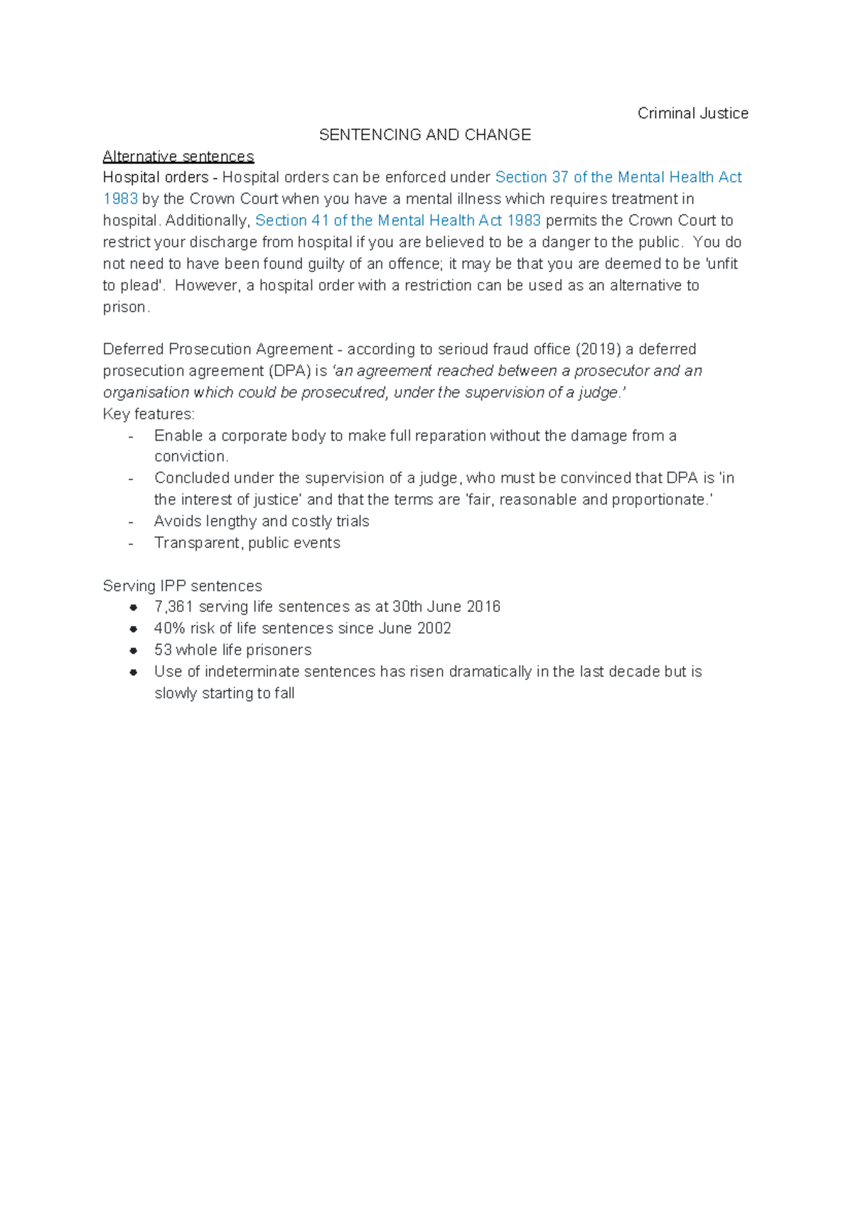 Sentencing and change - Criminal Justice SENTENCING AND CHANGE ...