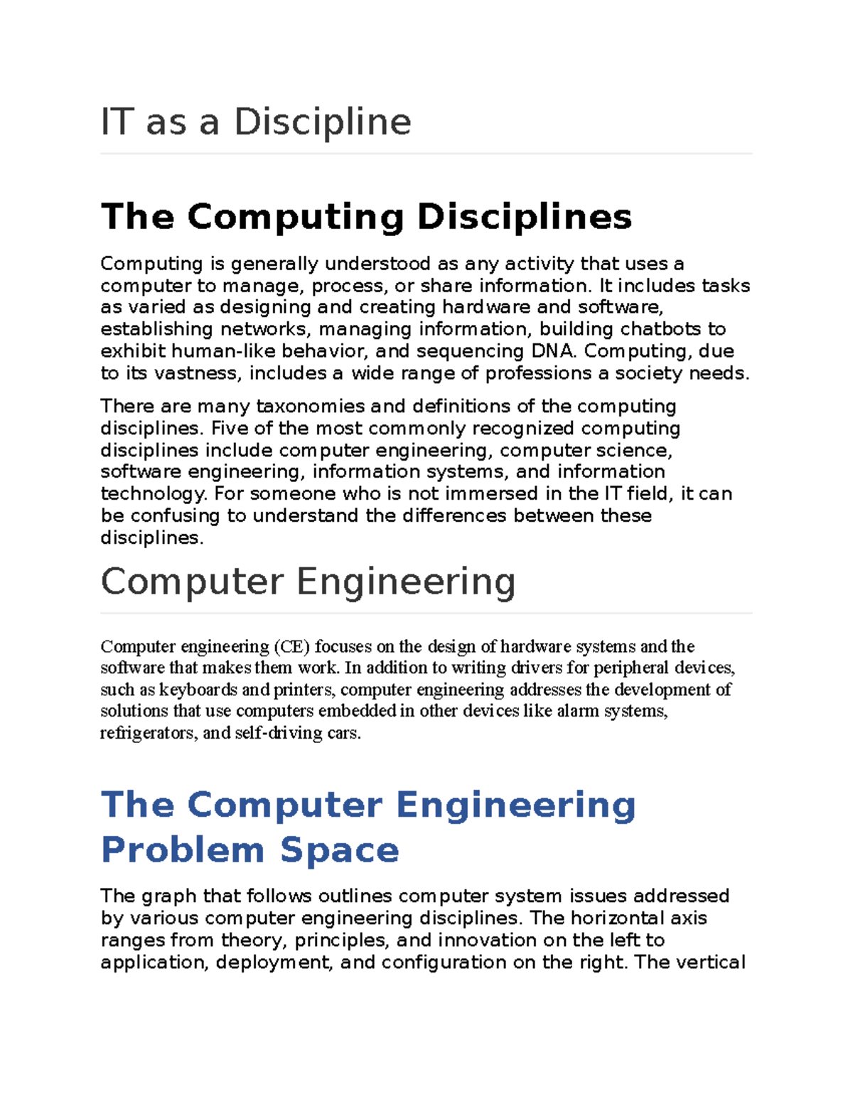 Module 3 IT AS A Discipline - IT as a Discipline The Computing ...