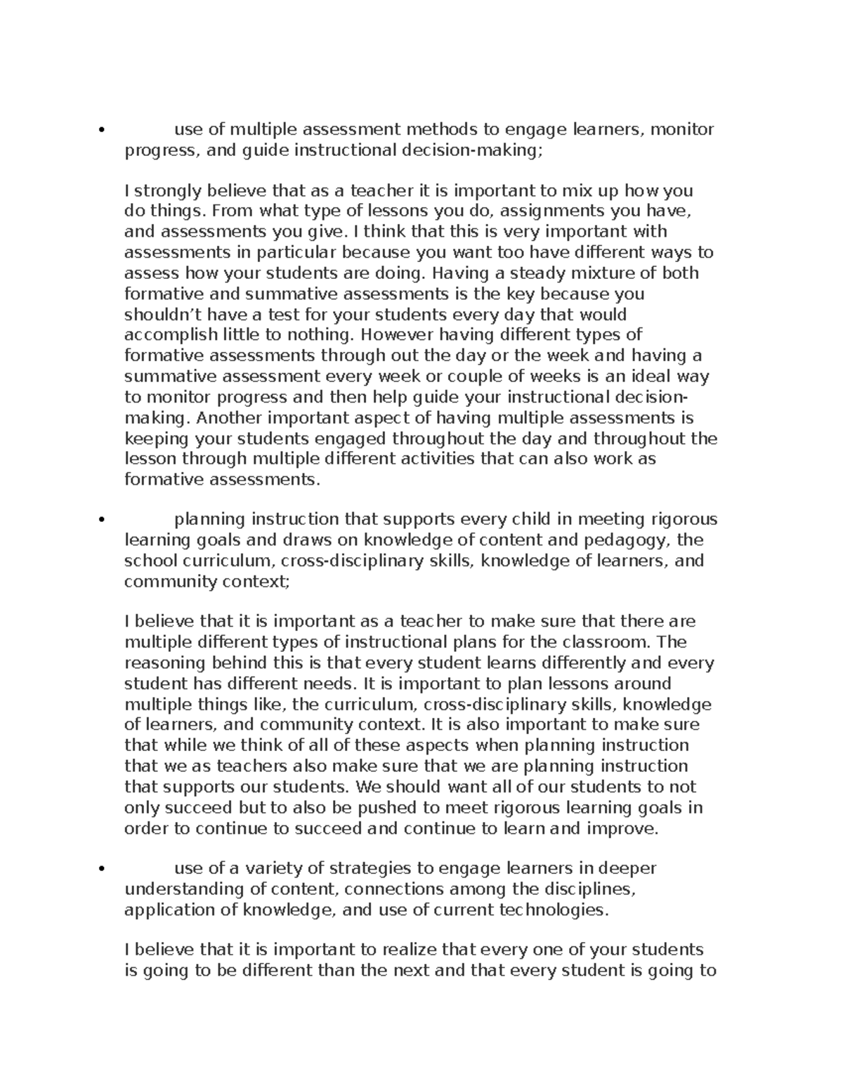 Standard 3 reflection - use of multiple assessment methods to engage ...
