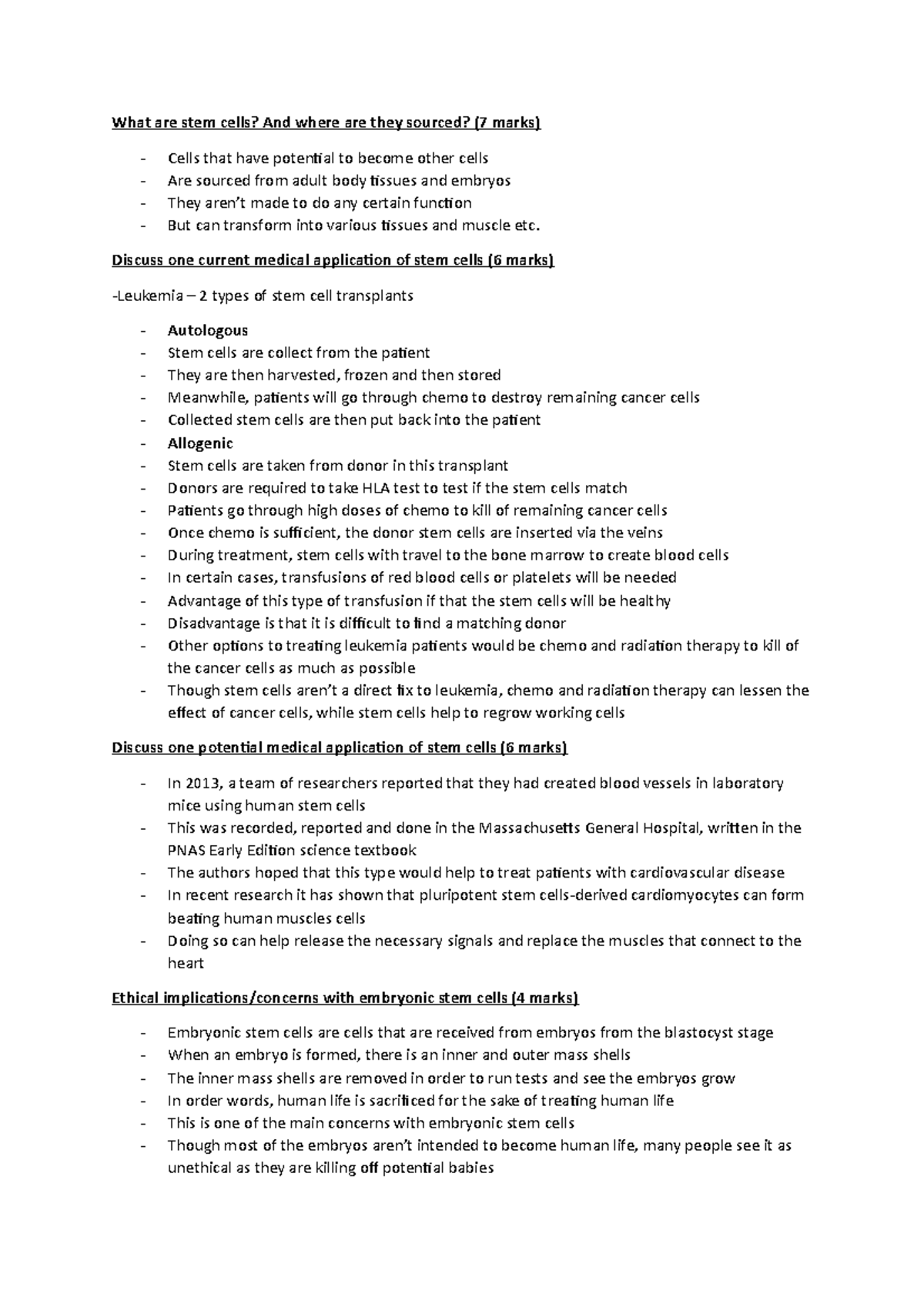 Stem cells notes for eve and priya - What are stem cells? And where are ...