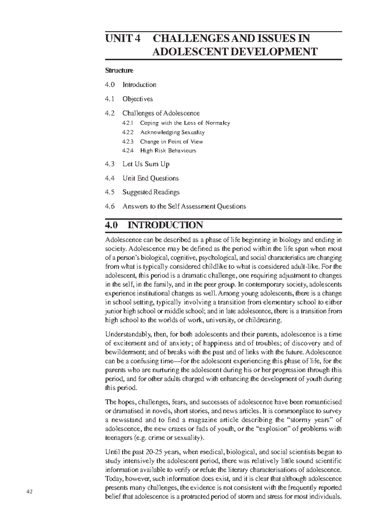 Unit-4 - challenges and issues in adoloscent development - Clinical ...