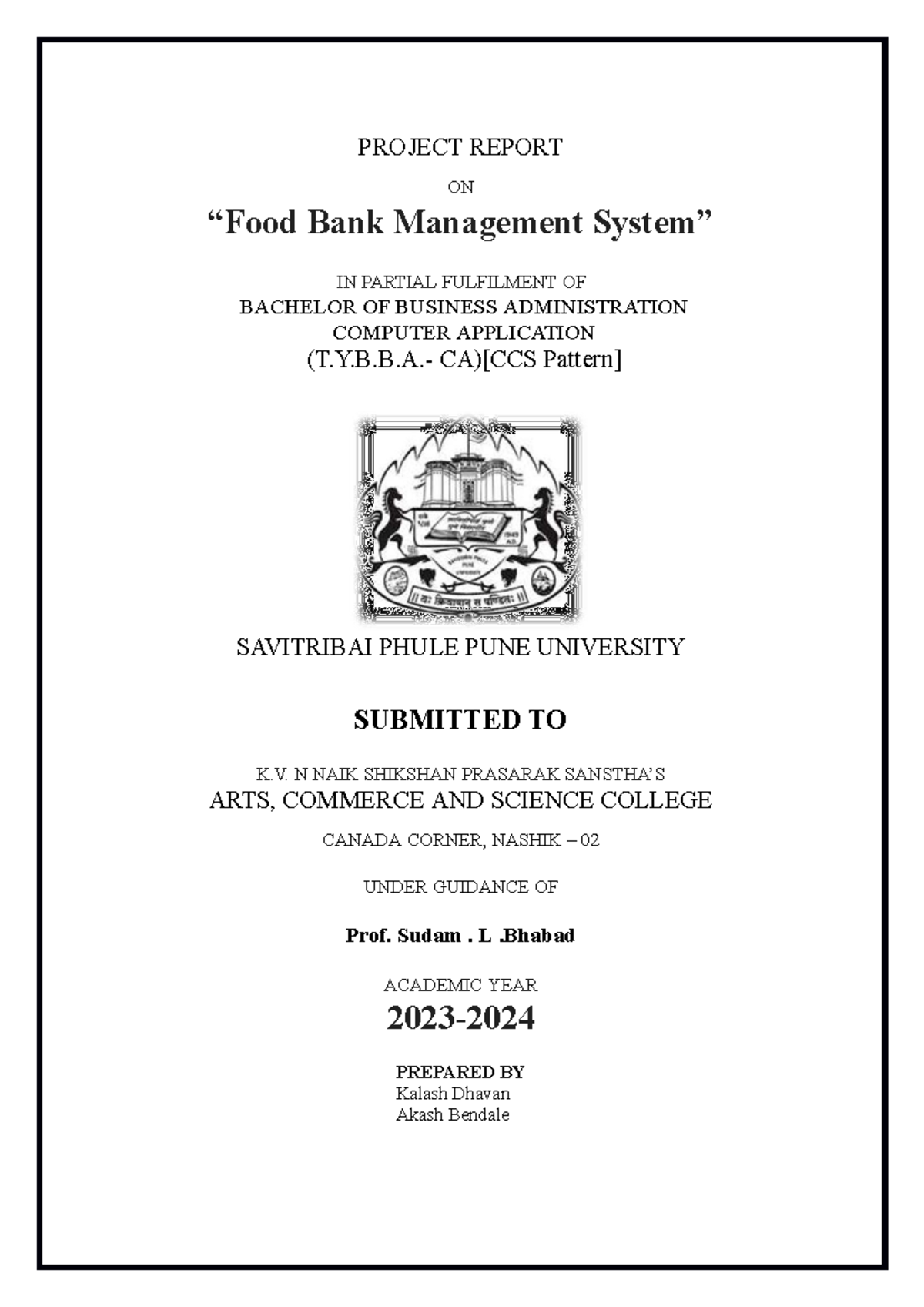 Food bank management system kalash $ akash - PROJECT REPORT ON “Food ...