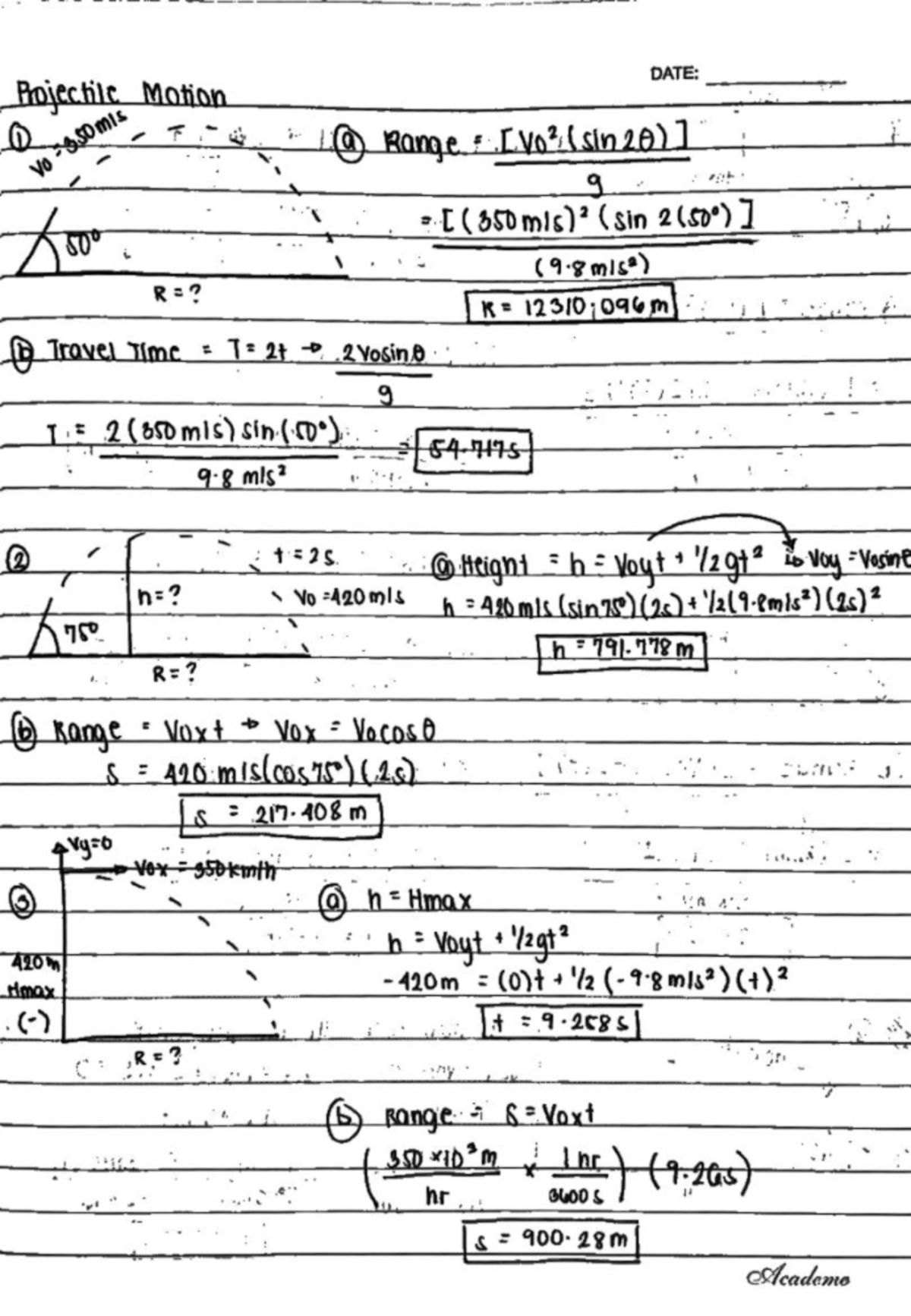 Projectile Motion - Civil engineering - Studocu
