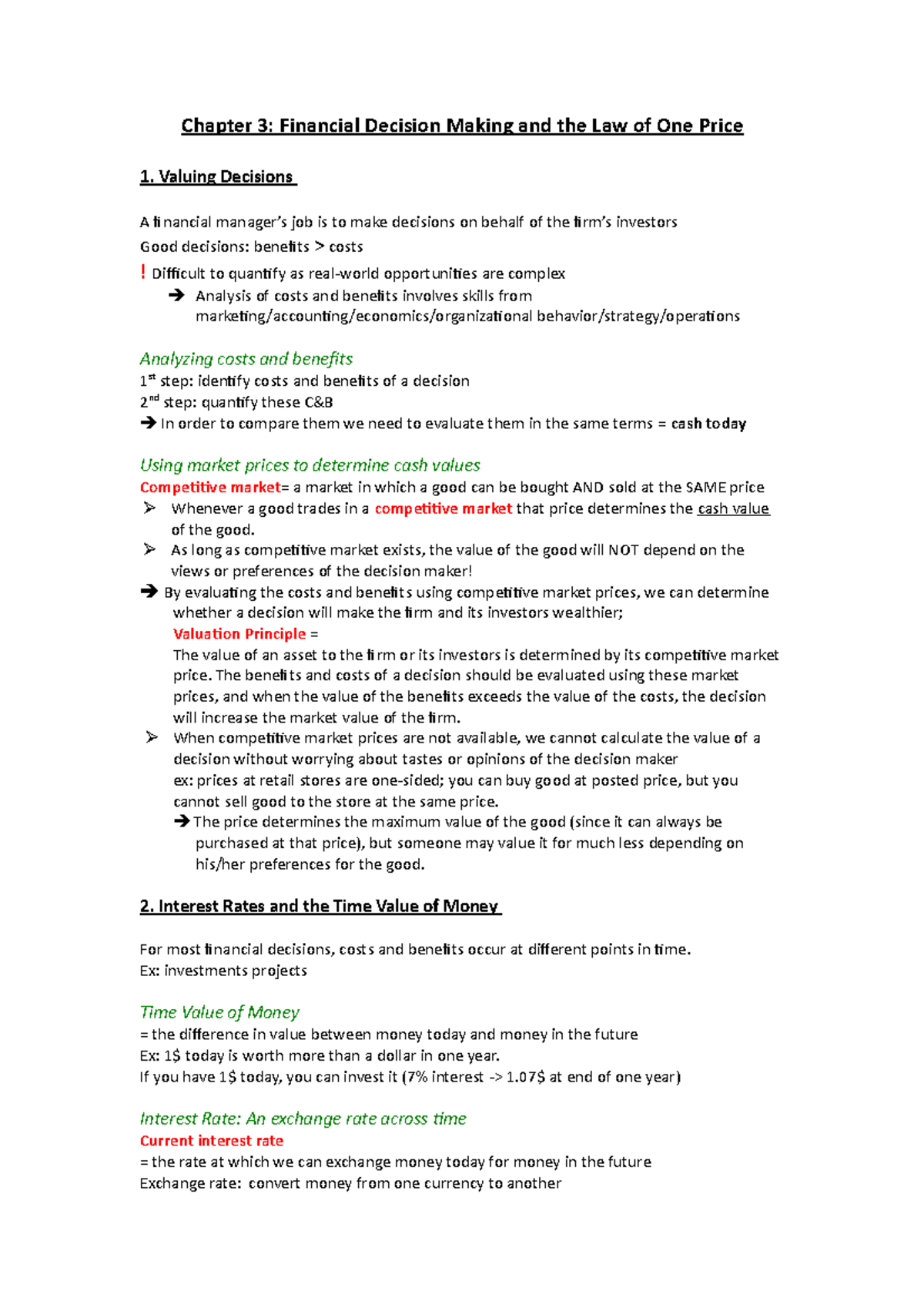 Chapter 3 finance - Chapter 3: Financial Decision Making and the Law of ...