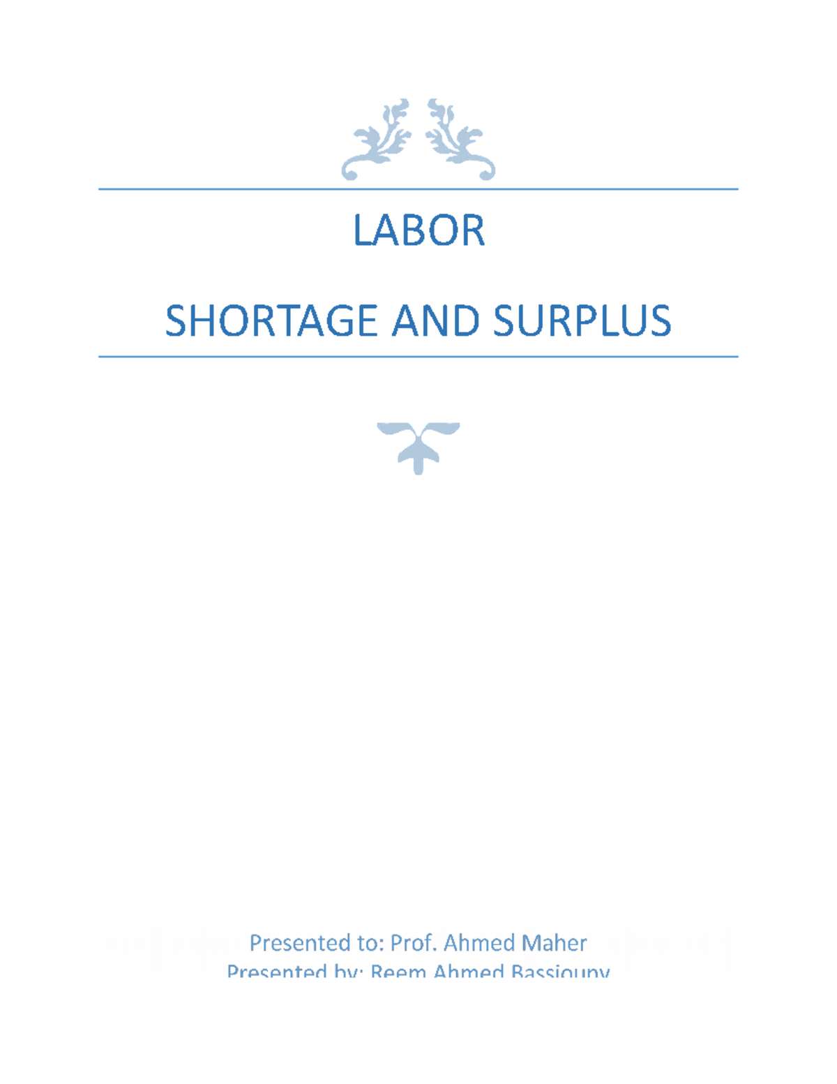 Labor Shortage and Surplus Report - LABOR SHORTAGE AND SURPLUS ...