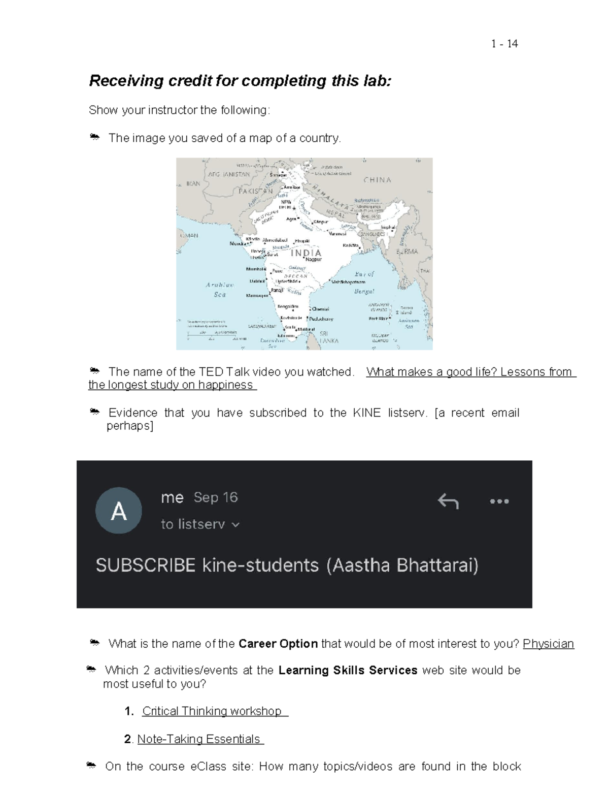Lab Marking-Credit Pages Lab 1 - 1 - 14 Receiving credit for completing this lab: Show your ...
