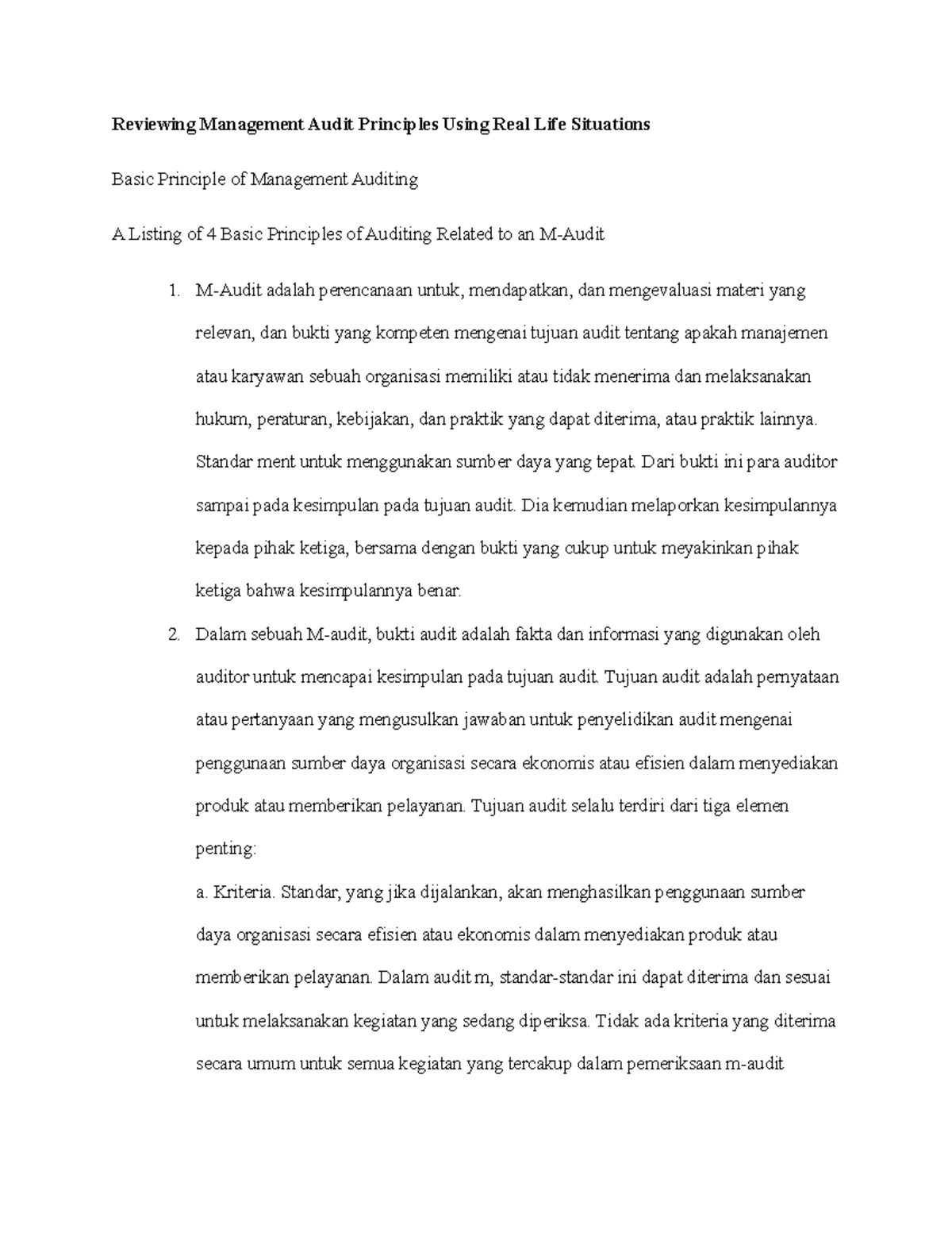 Audit Manajemen - Reviewing Management Audit Principles Using Real Life ...