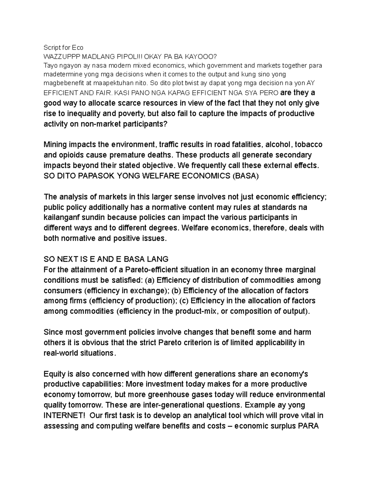 Script for Eco - Script for Eco WAZZUPPP MADLANG PIPOL!!! OKAY PA BA ...