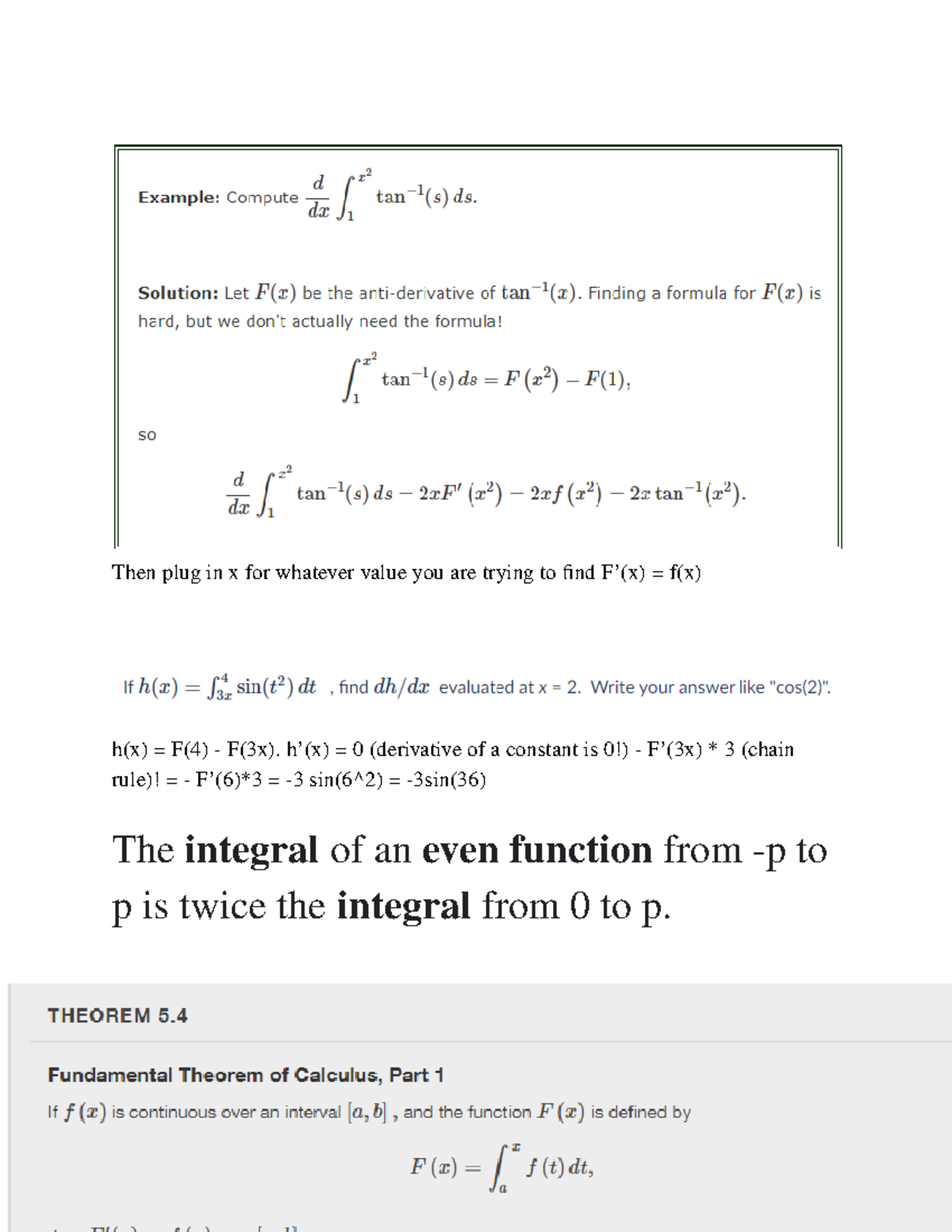 MATH 231 integration notes - Then plug in x for whatever value you are ...