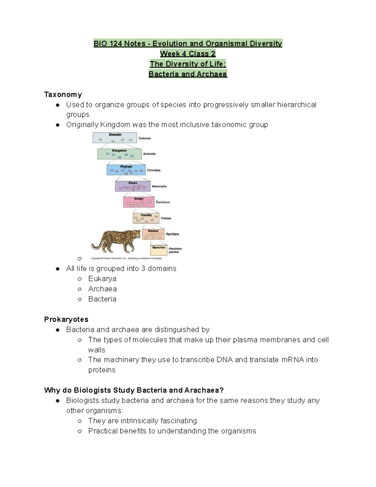 BIO 124 Week 4 Class 2 Notes - BIO 124 Notes - Evolution and Organismal ...