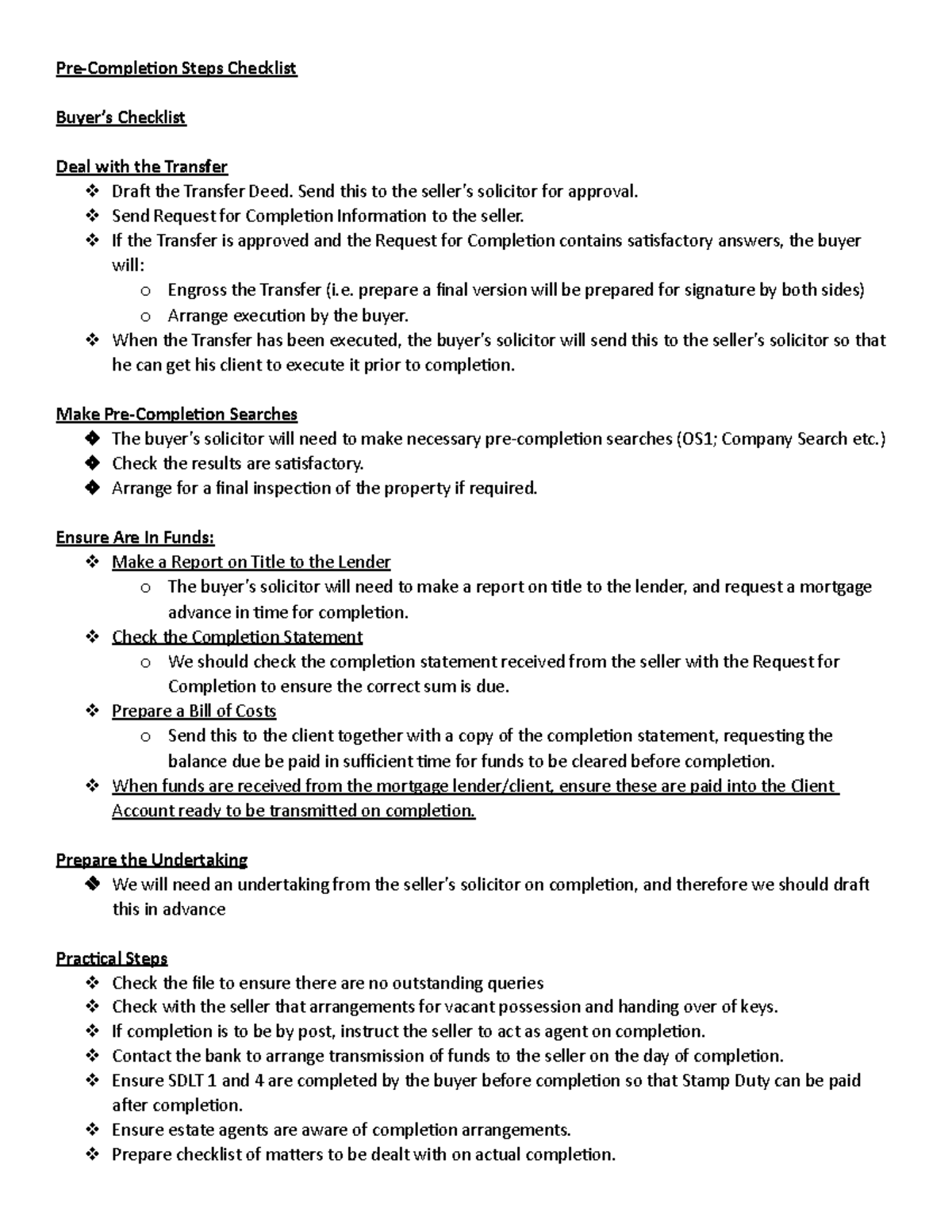 1. Pre-Completion Steps Checklist - Pre-Completion Steps Checklist ...