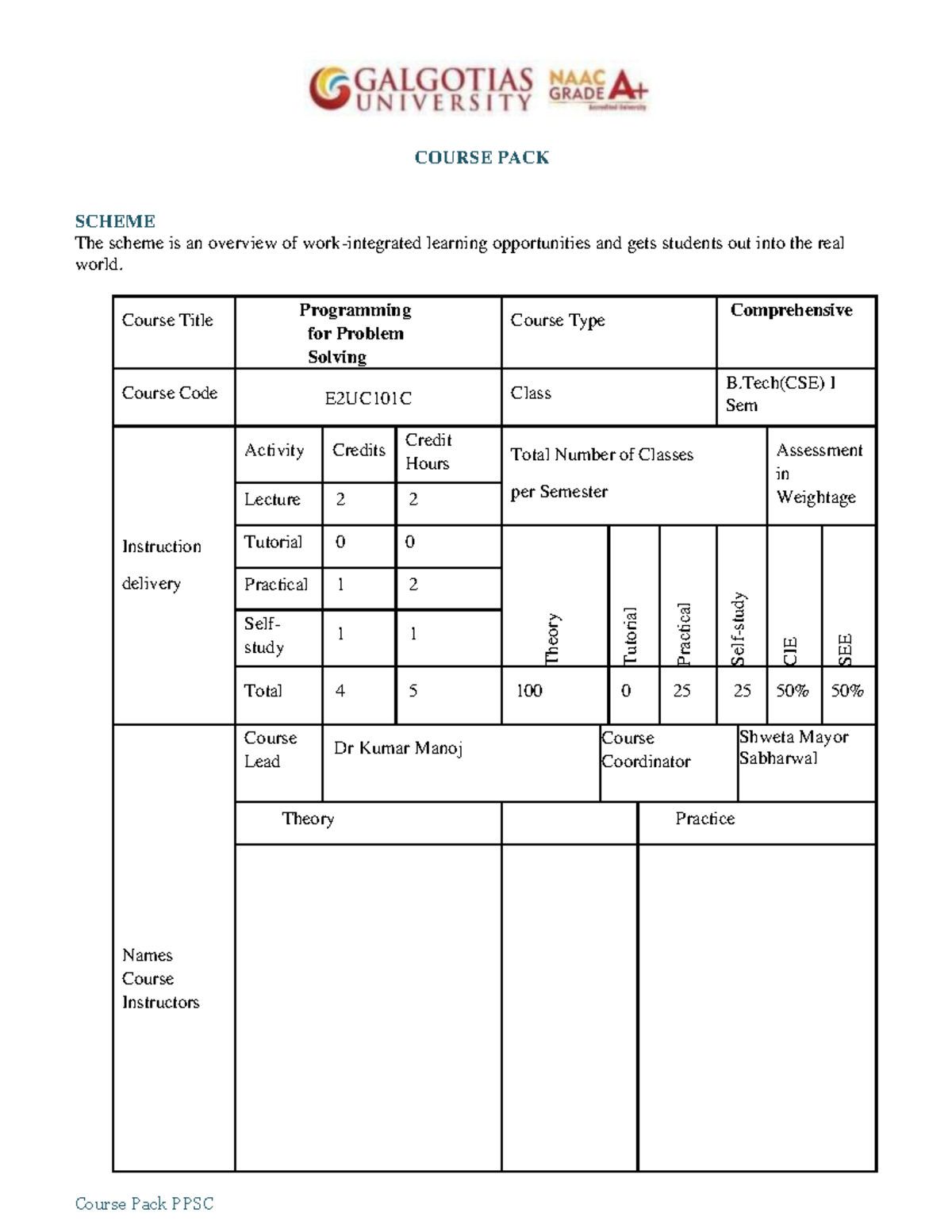 Course Pack B Summary Python Programming Course Pack Scheme The Scheme Is An Overview Of
