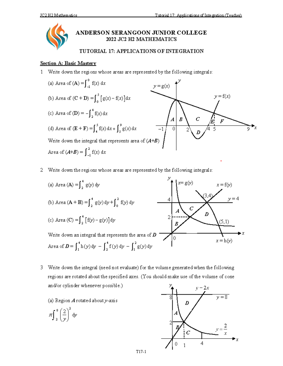 2022 T17 Applications of Integration Sol (Section A, C and D ...
