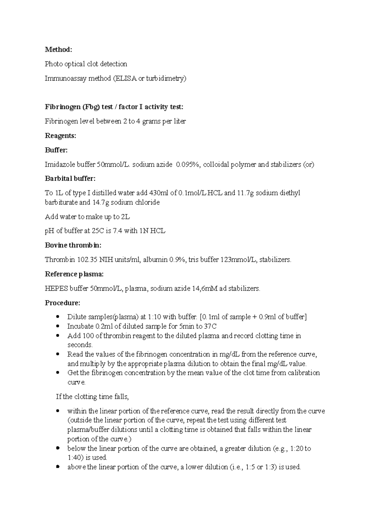 Fibrinogen Test Procedure Method Photo Optical Clot Detection