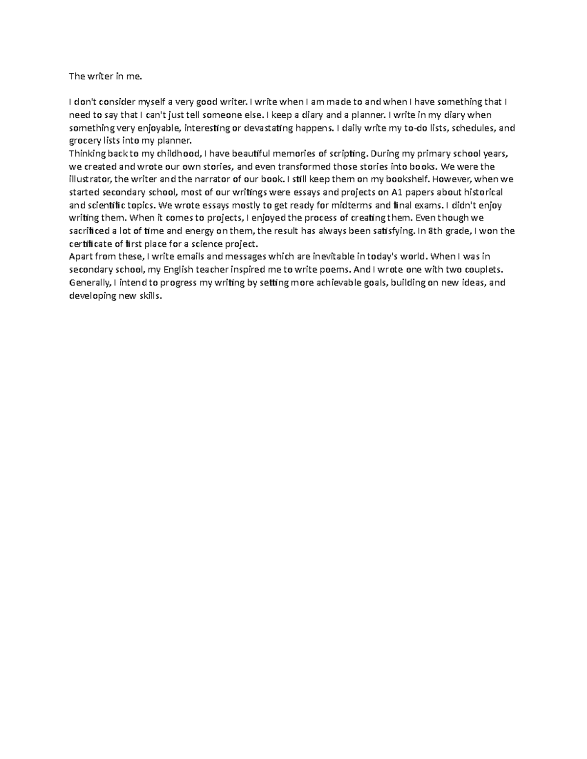 Document Yyhrutu The Writer In Me I Don t Consider Myself A Very