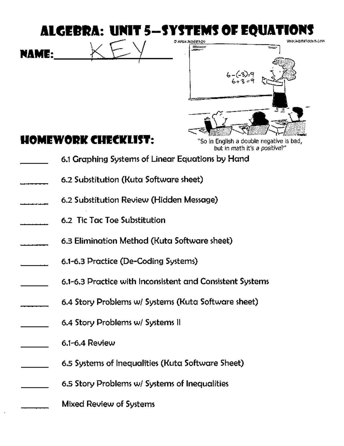 Homework answer keys - nnmjjj jj - ALGEBRA: UNIT OF EQUATIONS MARK ...