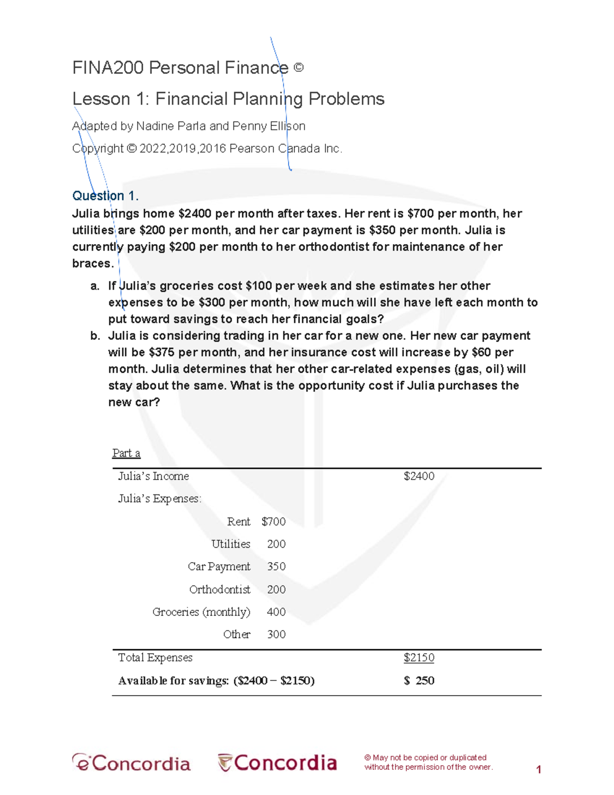 L1 Financial Planning Problems 3 - 1 © May not be copied or duplicated ...