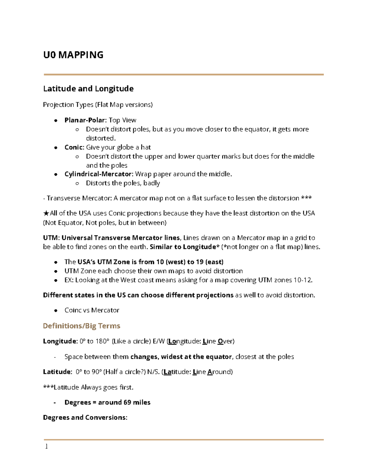 Geosystems - U0 Mapping - U0 MAPPING Latitude and Longitude Projection ...