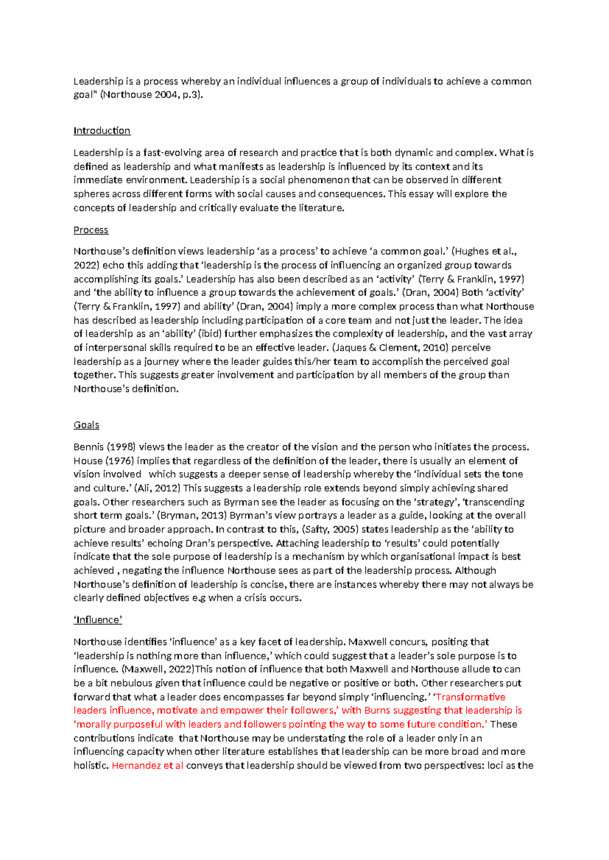 Leadership (common goal) - Leadership is a process whereby an ...