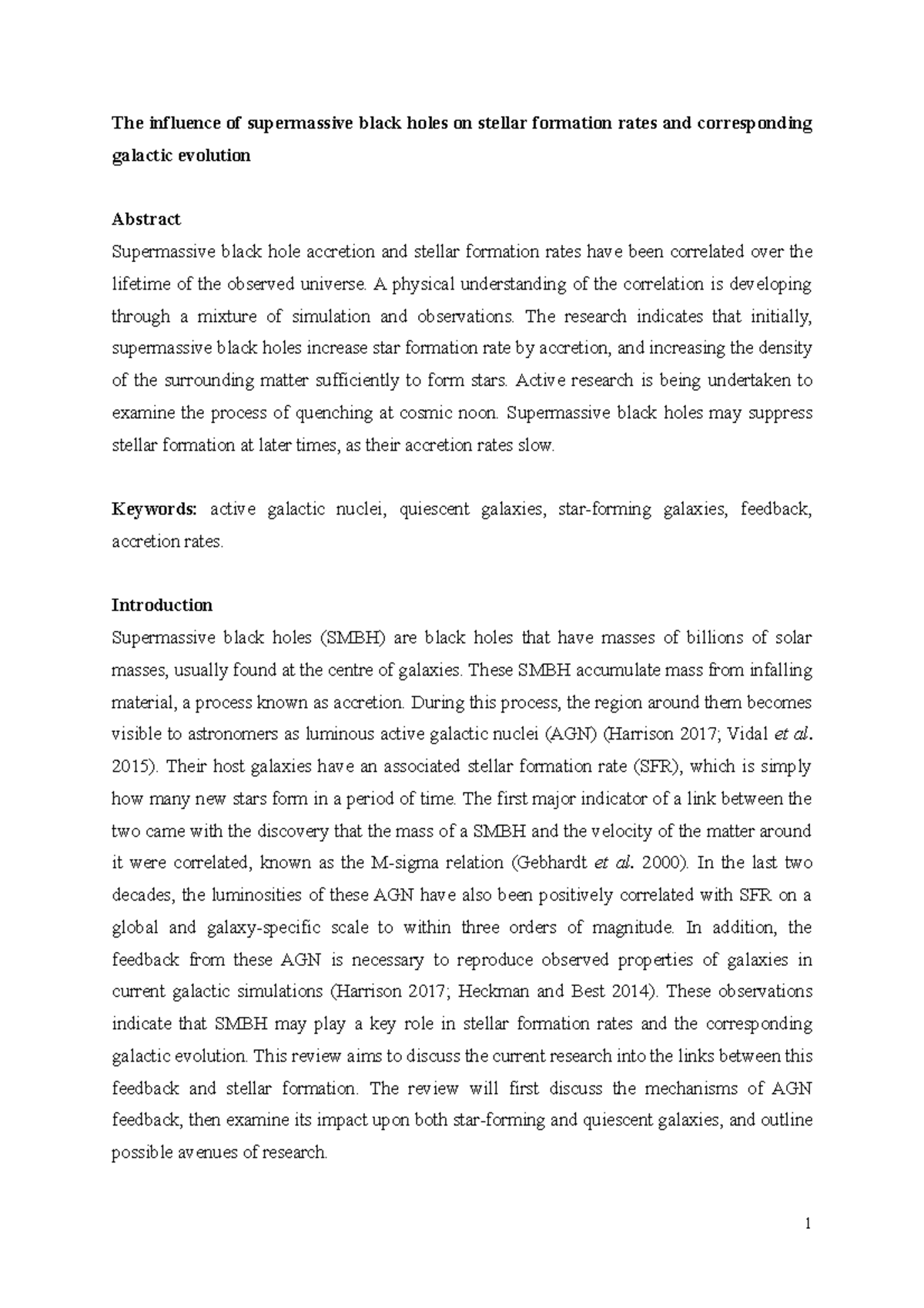 Example 1 A1 Literature review (winner of Cosmos prize) - The influence ...