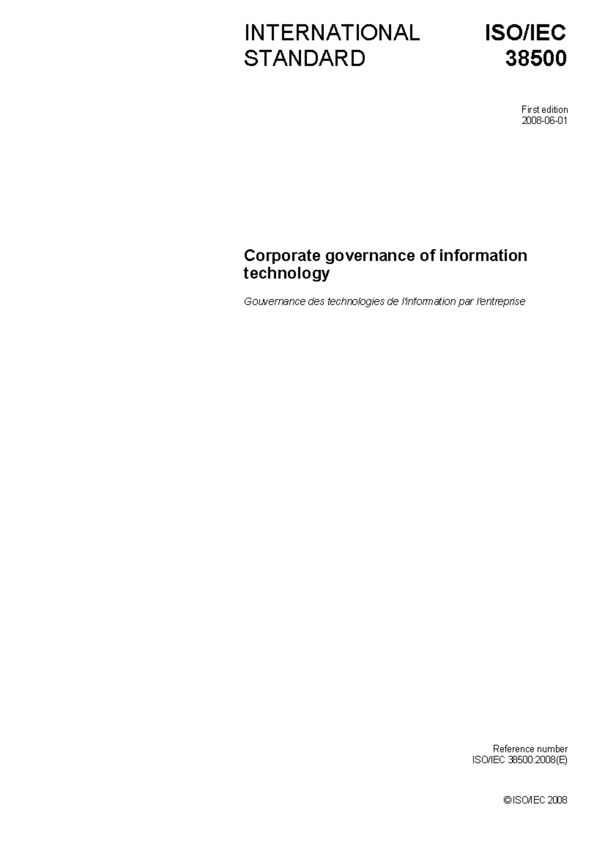 D11300 - Information Technology - INTERNATIONAL ISO/IEC STANDARD 38500 ...
