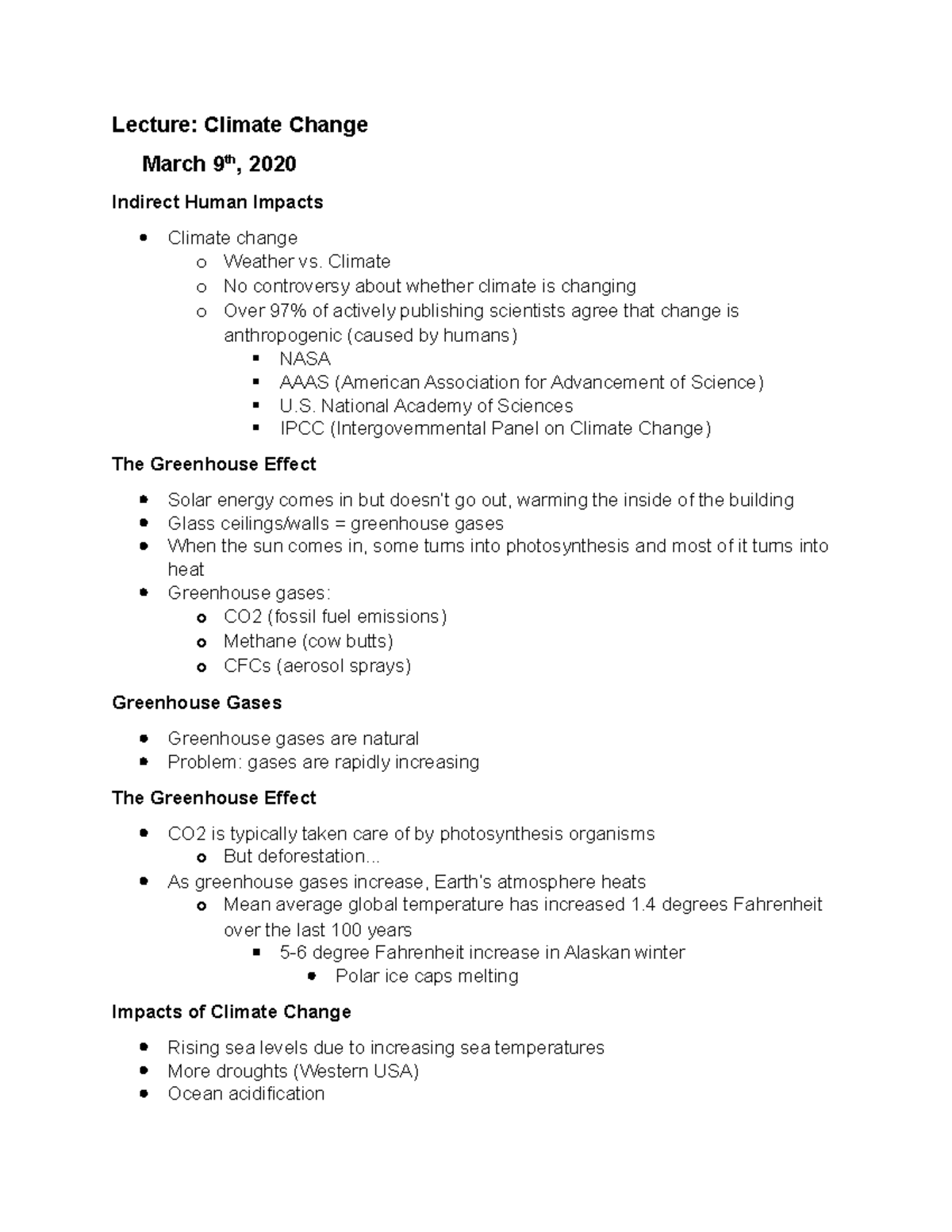 Climate change lecture - Lecture: Climate Change March 9th, 2020 ...