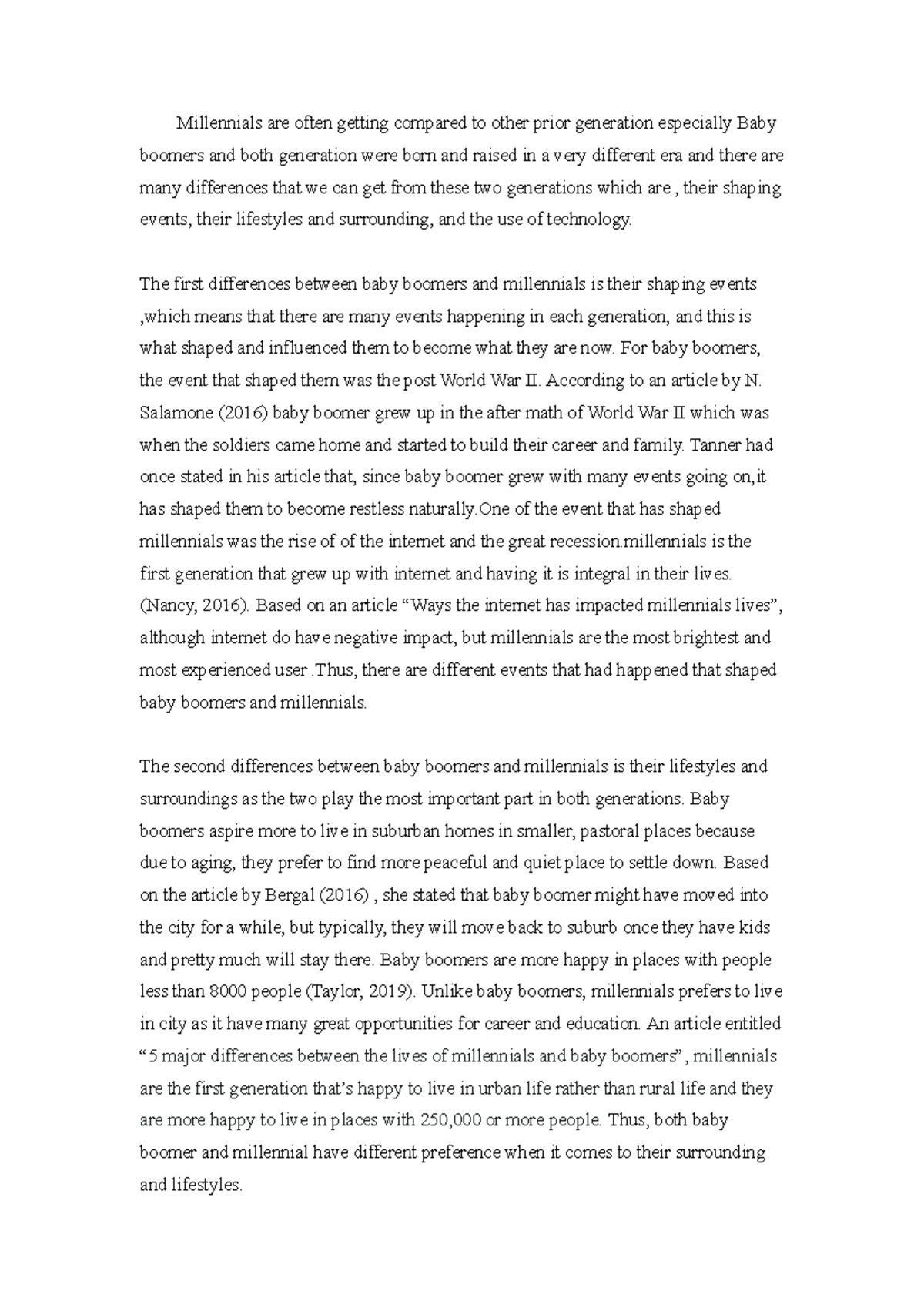 Compare contrast essay - Millennials are often getting compared to ...