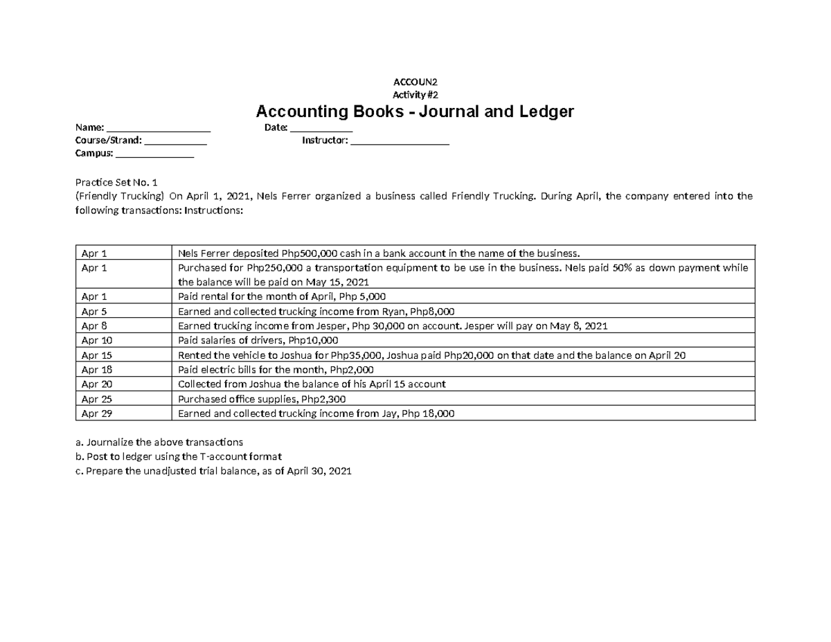 Activity#Lesson 6 - accounting is an art and science. - ACCOUN Activity ...